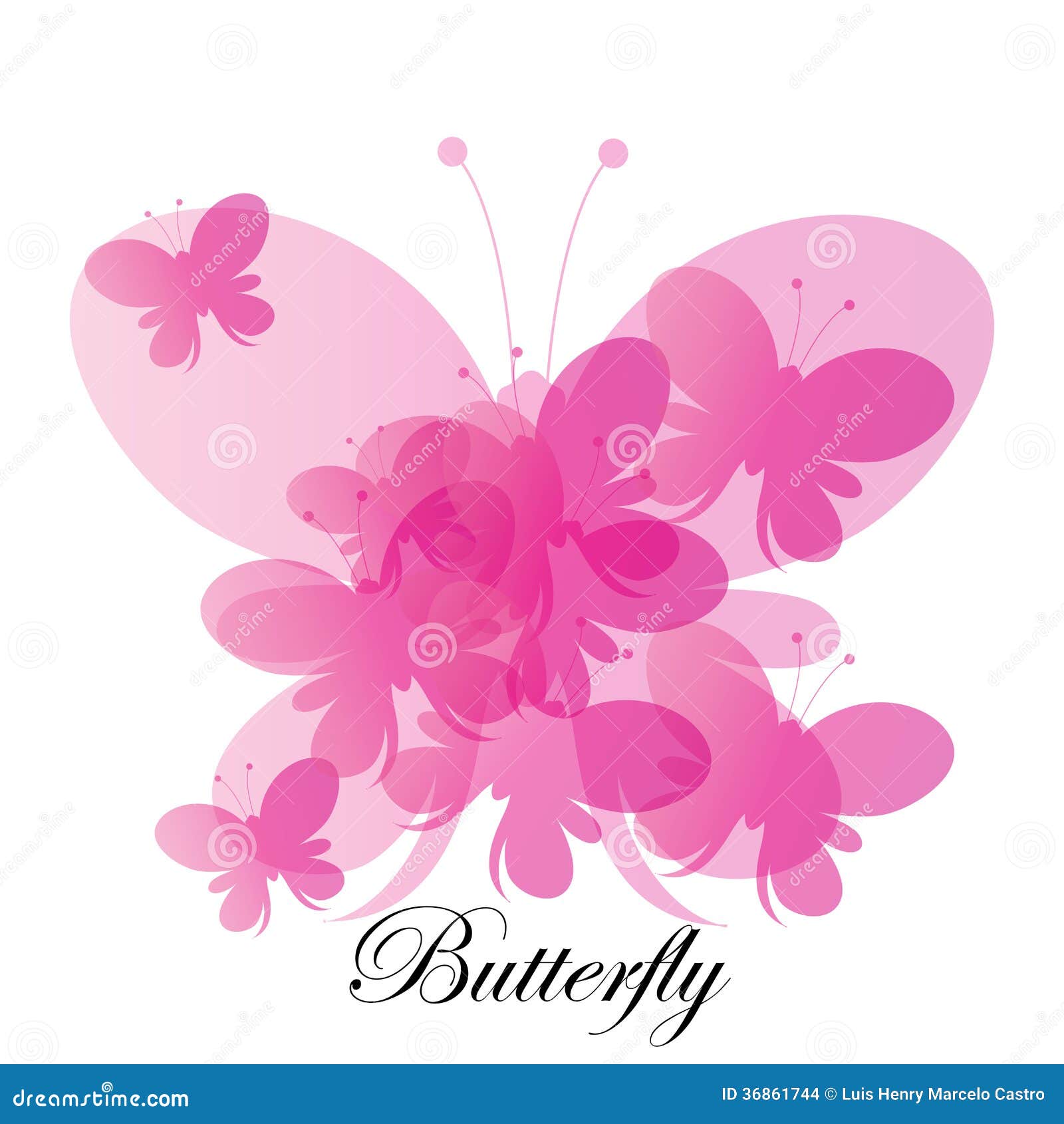 Vector Abstract Pink Butterflies Background Stock Illustration ...