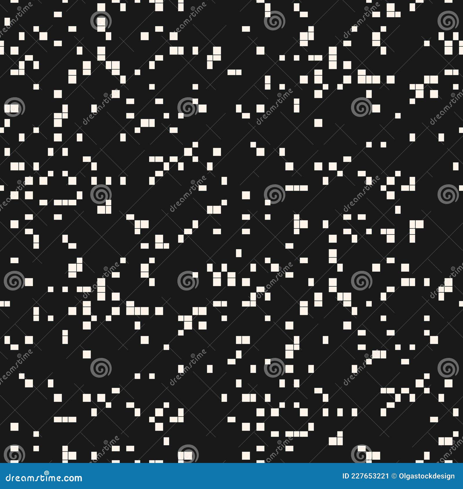 Vector Abstract Pixel Background. Black and White Geometric Seamless ...