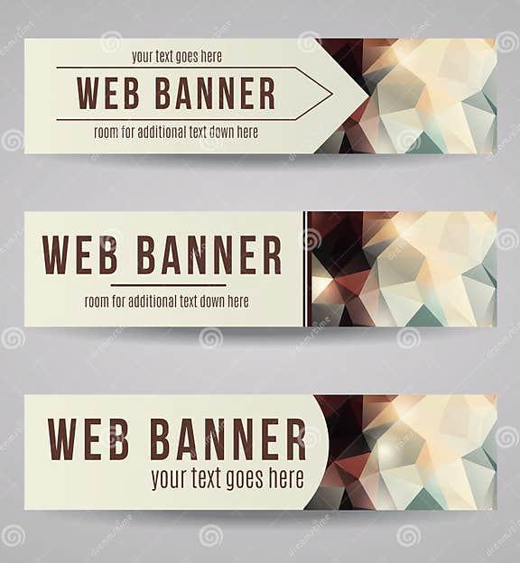 Vector Abstract Polygonal Web Banner Set Stock Illustration ...