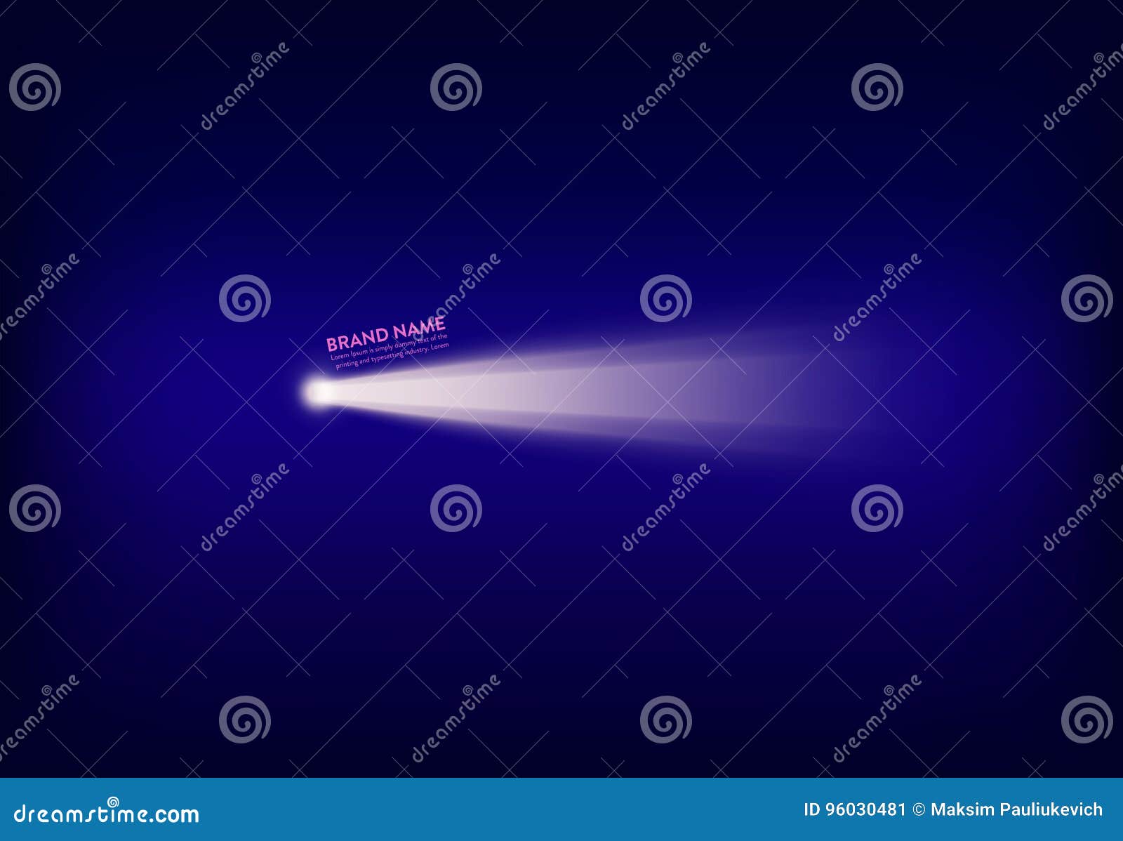 Vector Abstract Purple Banner with Spotlight, Flashlight, Light Beam ...