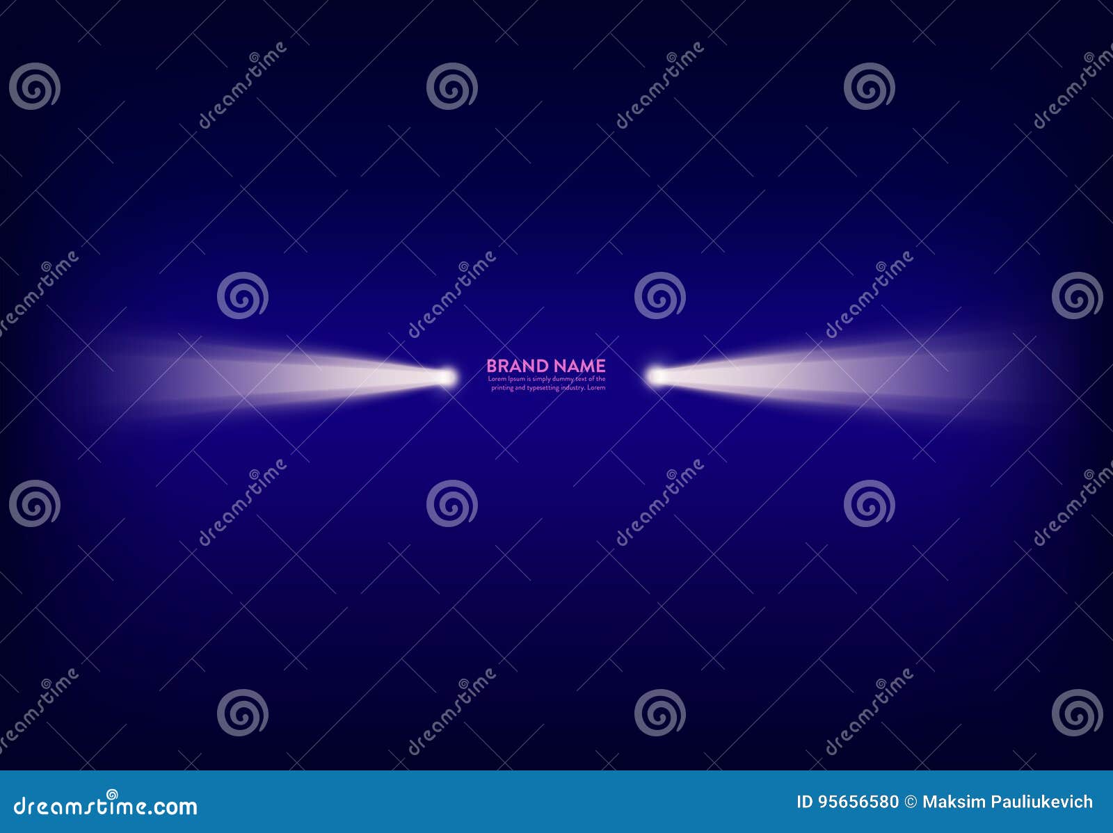 Vector Abstract Purple Banner with Spotlight, Flashlight, Light Beam ...