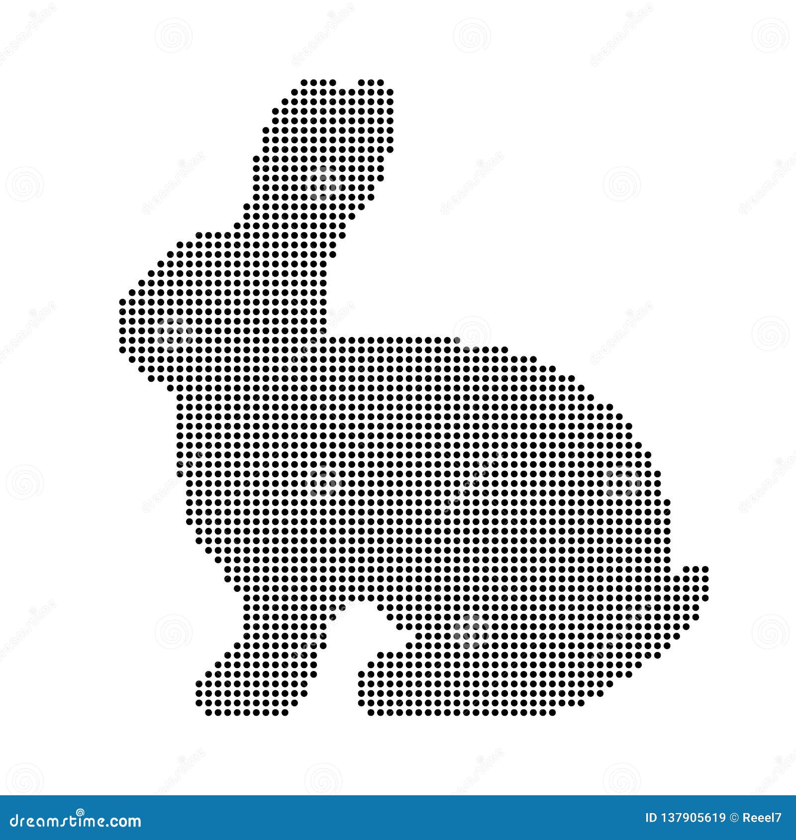 Vector Abstract Rabbit Silhouette Consisting of Black Dots / Circles ...