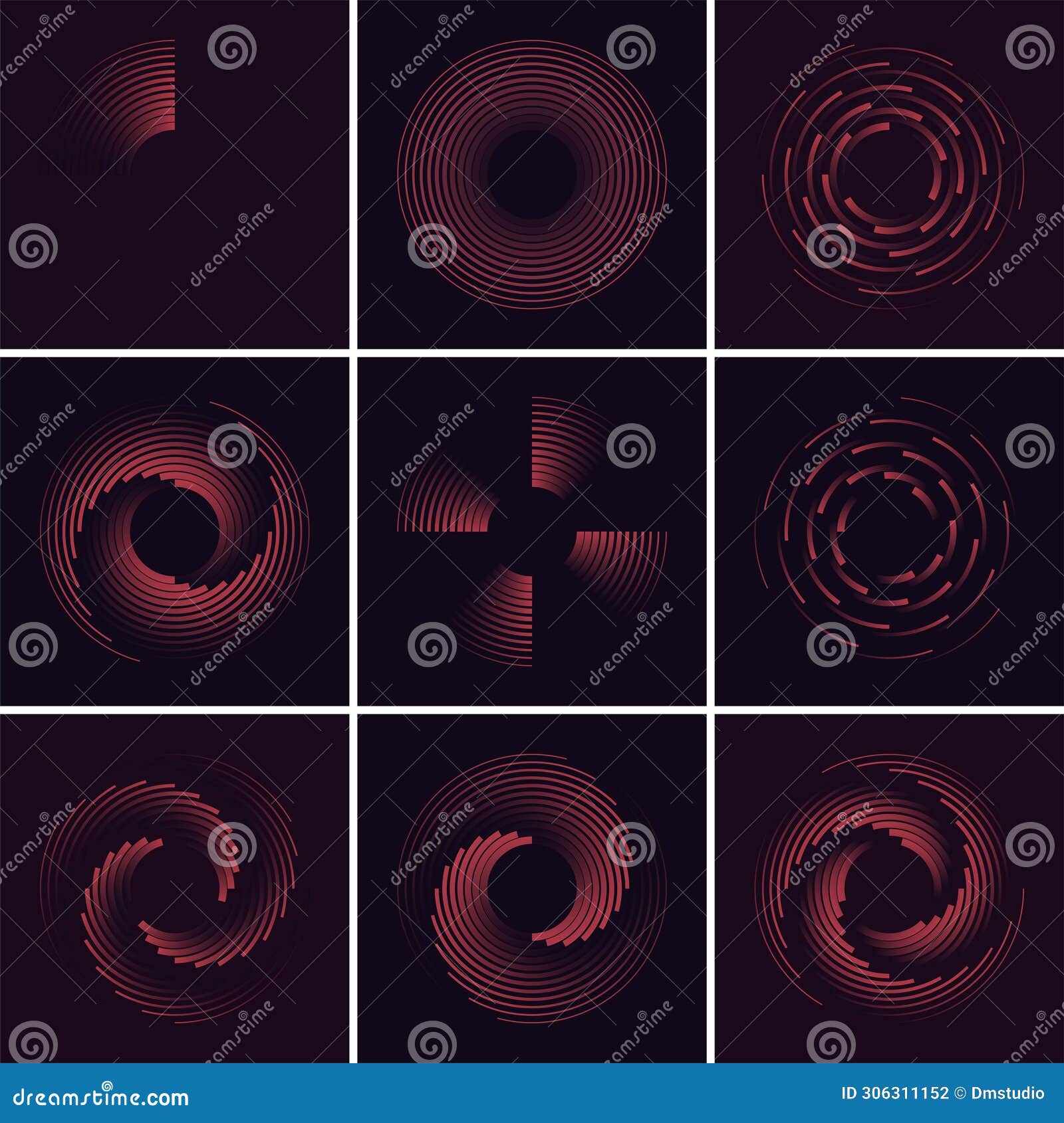 Vector Abstract Radial Background of Concentric Dashed Ripple Circles ...