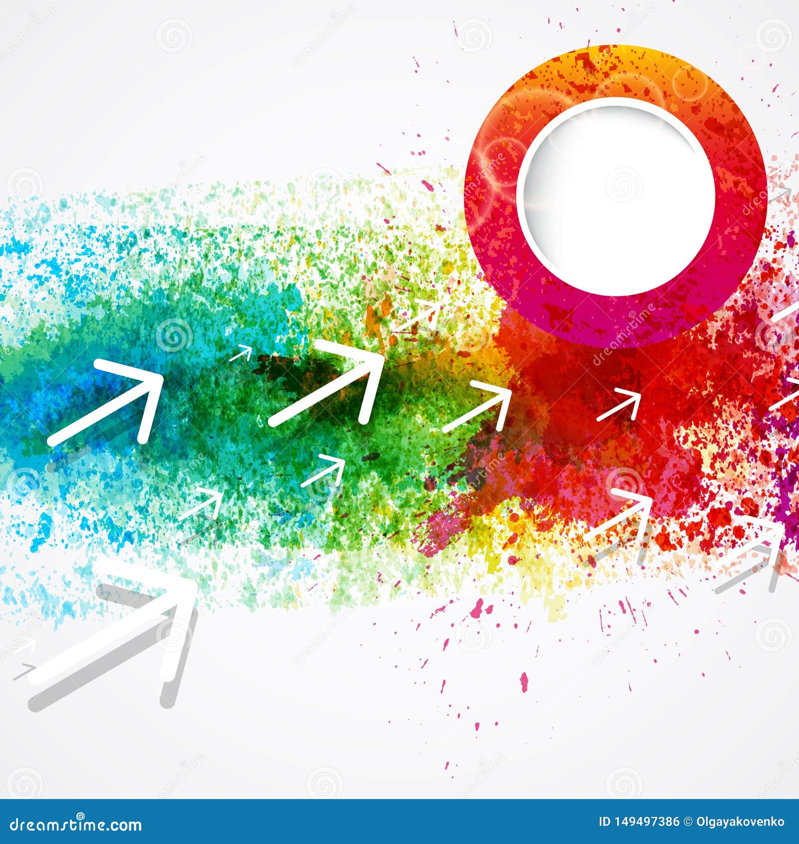Abstract Rainbow Watercolor Background With Arrows And Paint Splash ...