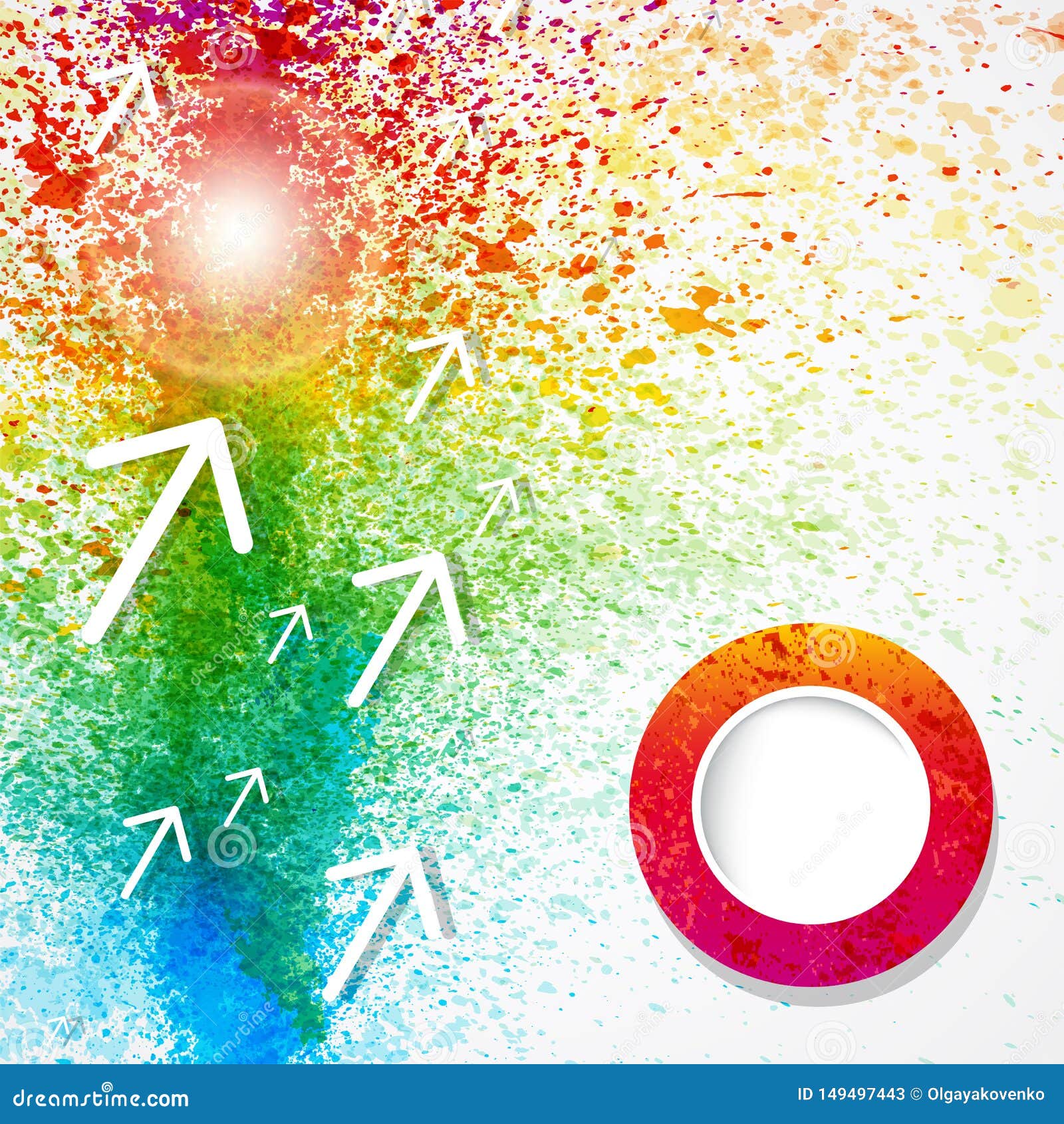 Vector Abstract Rainbow Watercolor Background with Arrows and Paint ...