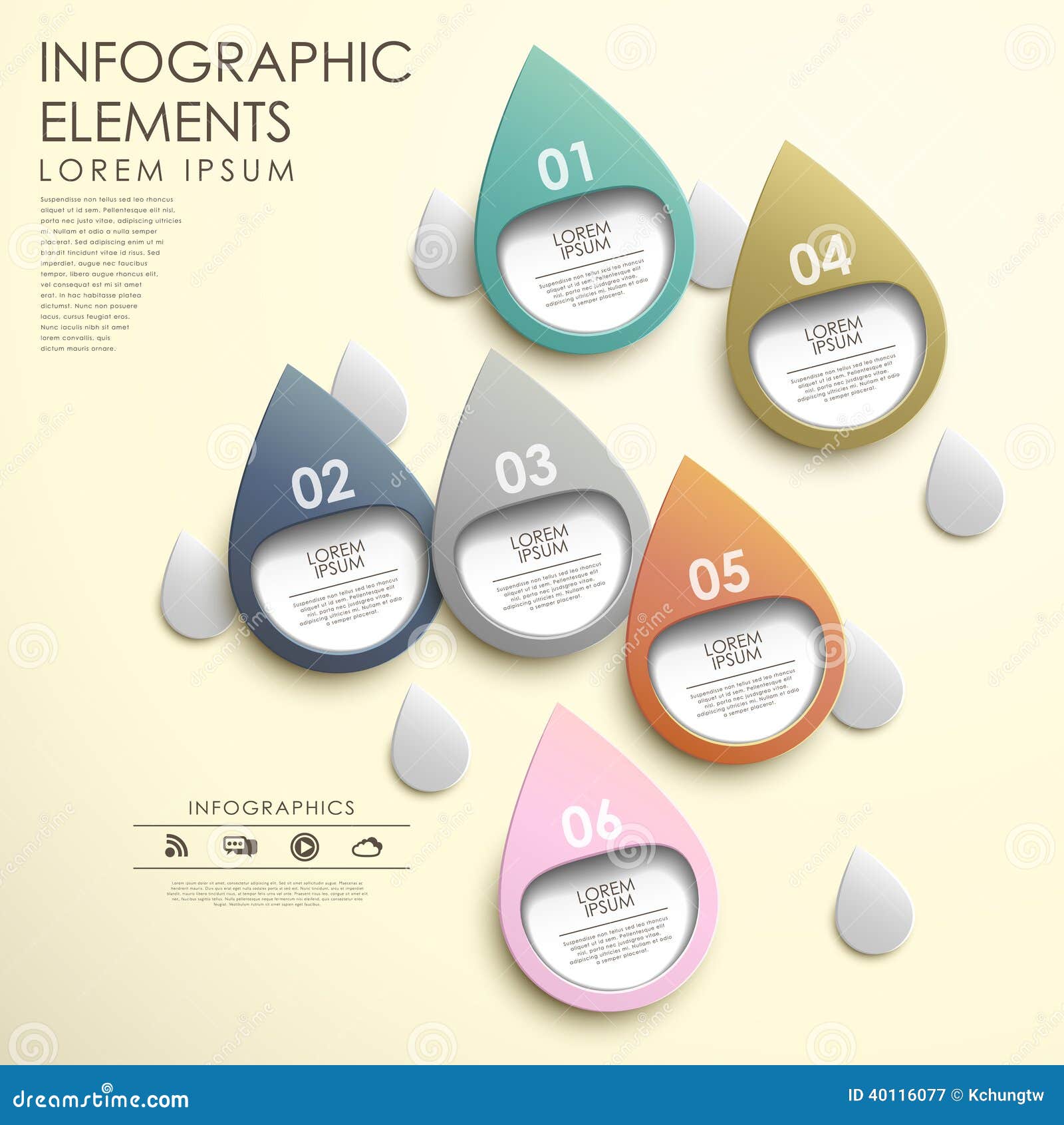 Vector Abstract Raindrop Shape Infographic Elements Stock Vector ...