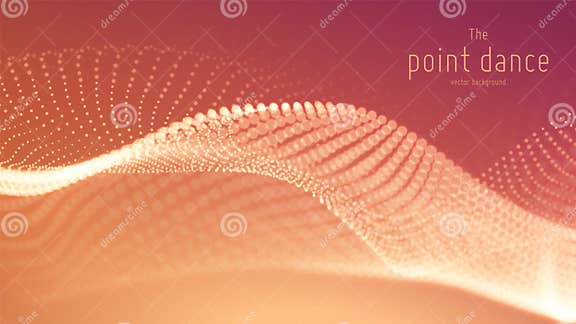 Vector Abstract Red Particle Wave, Points Array, Shallow Depth of Field. Futuristic Illustration ...