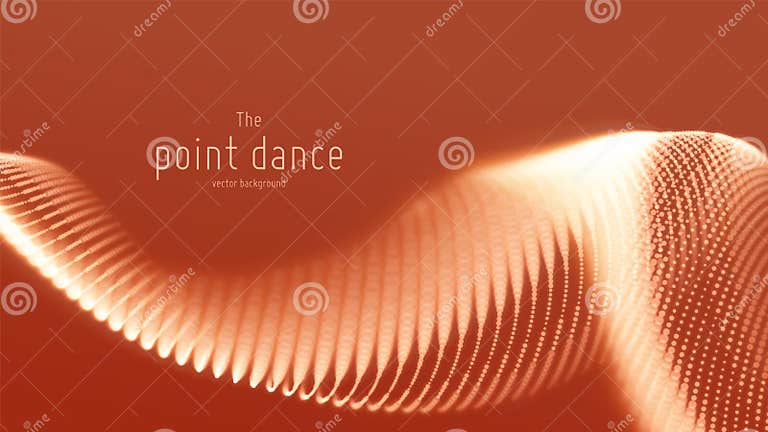 Vector Abstract Red Particle Wave, Points Array, Shallow Depth of Field. Futuristic Illustration ...