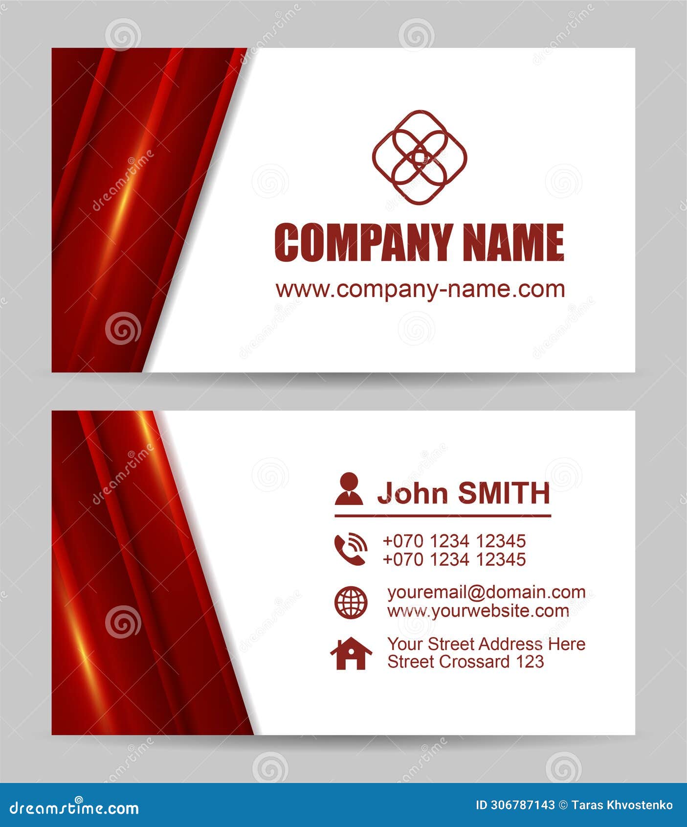 Abstract Red and White Business Card with Abstract Logo Template Stock ...