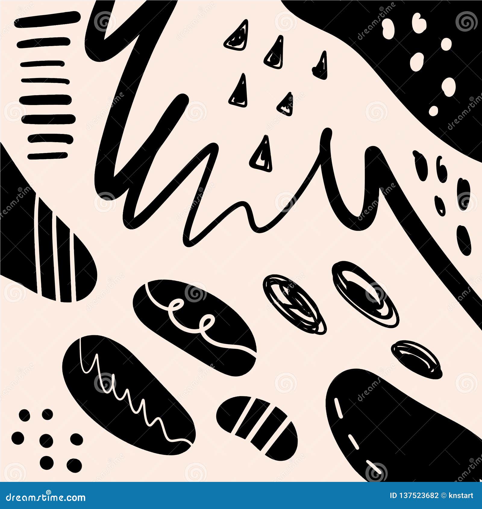 Vector Abstract Scandinavian Pattern. Hand Drawn Modern Shapes Stock ...