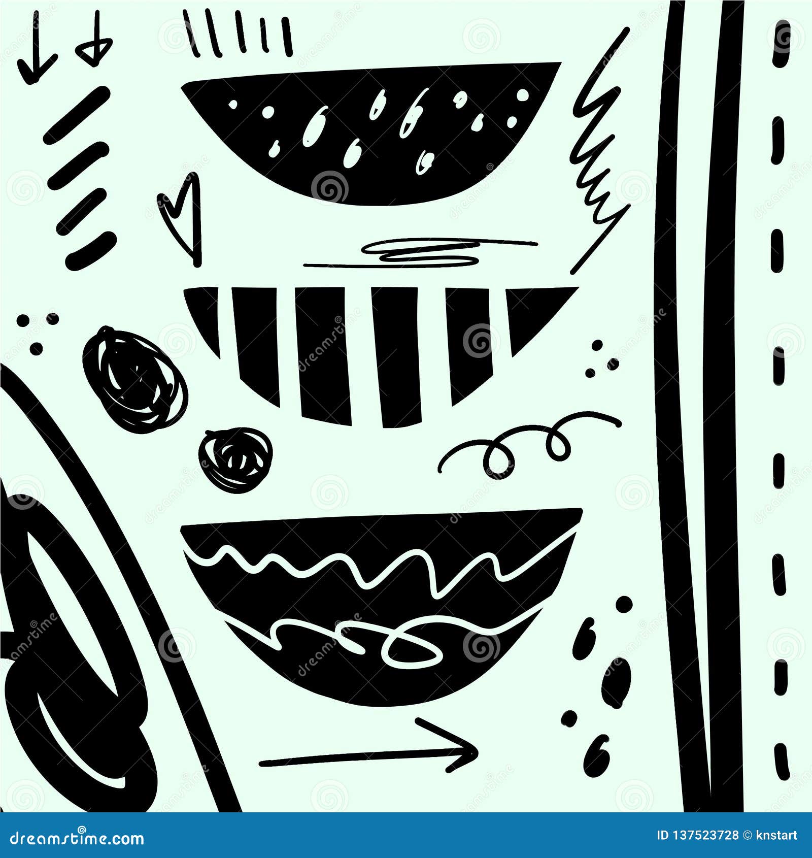 Vector Abstract Scandinavian Pattern. Hand Drawn Modern Shapes Stock ...