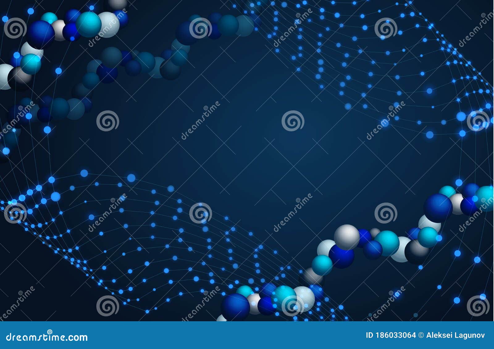 Vector Abstract Science Background, 3D Abstract Molecules, Shining Dots ...
