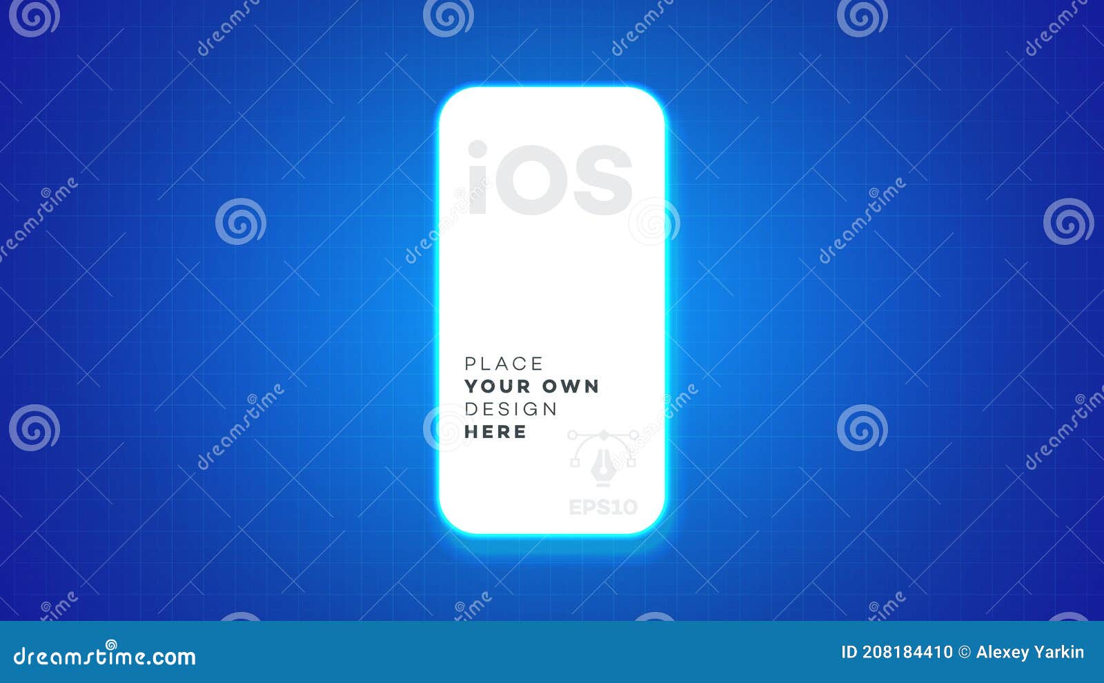Vector Abstract Screen with Neon Backlight on Blue Background Stock ...