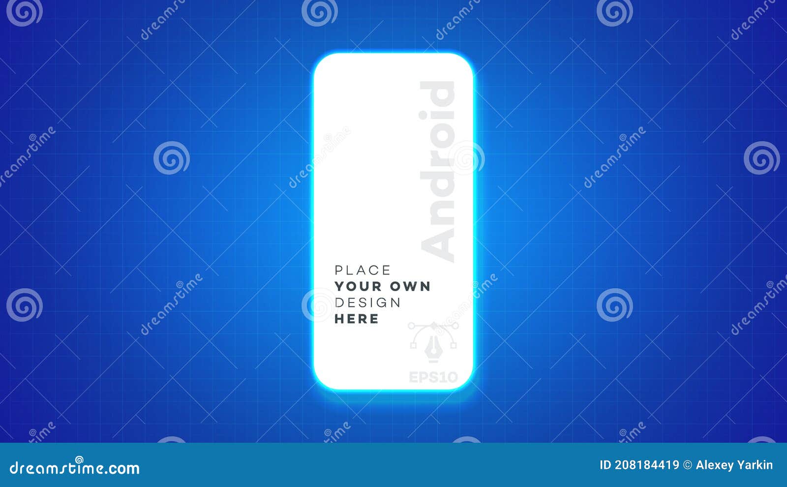 Vector Abstract Screen with Neon Backlight on Blue Background Stock ...