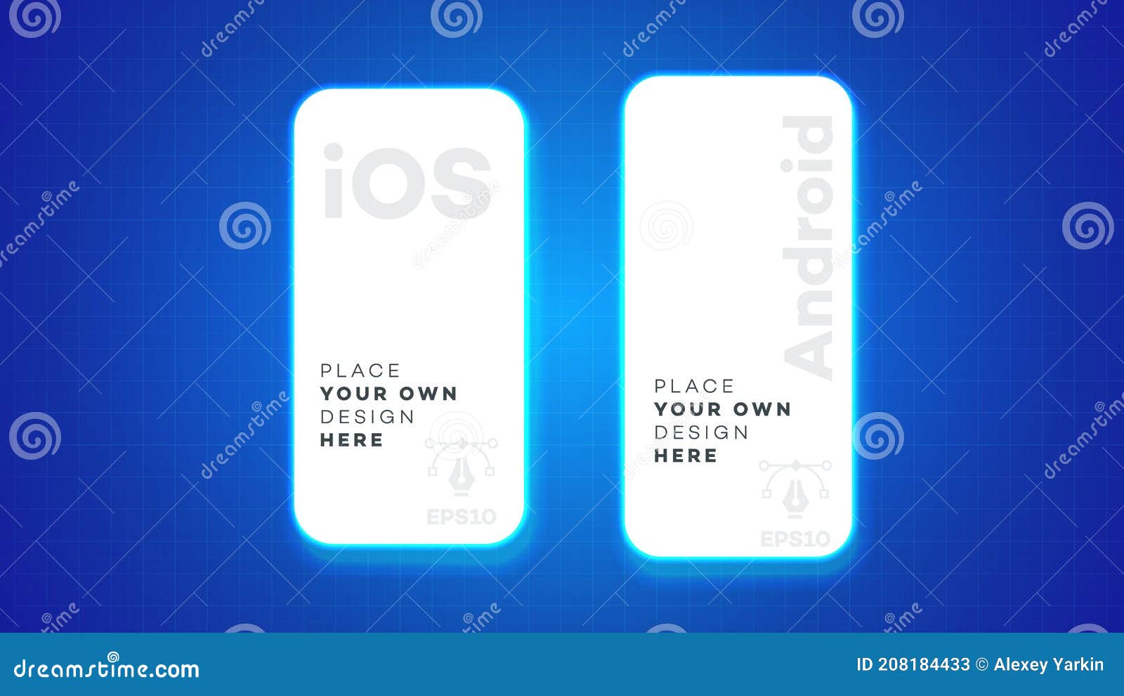 Vector Abstract Screen with Neon Backlight on Blue Background Stock ...