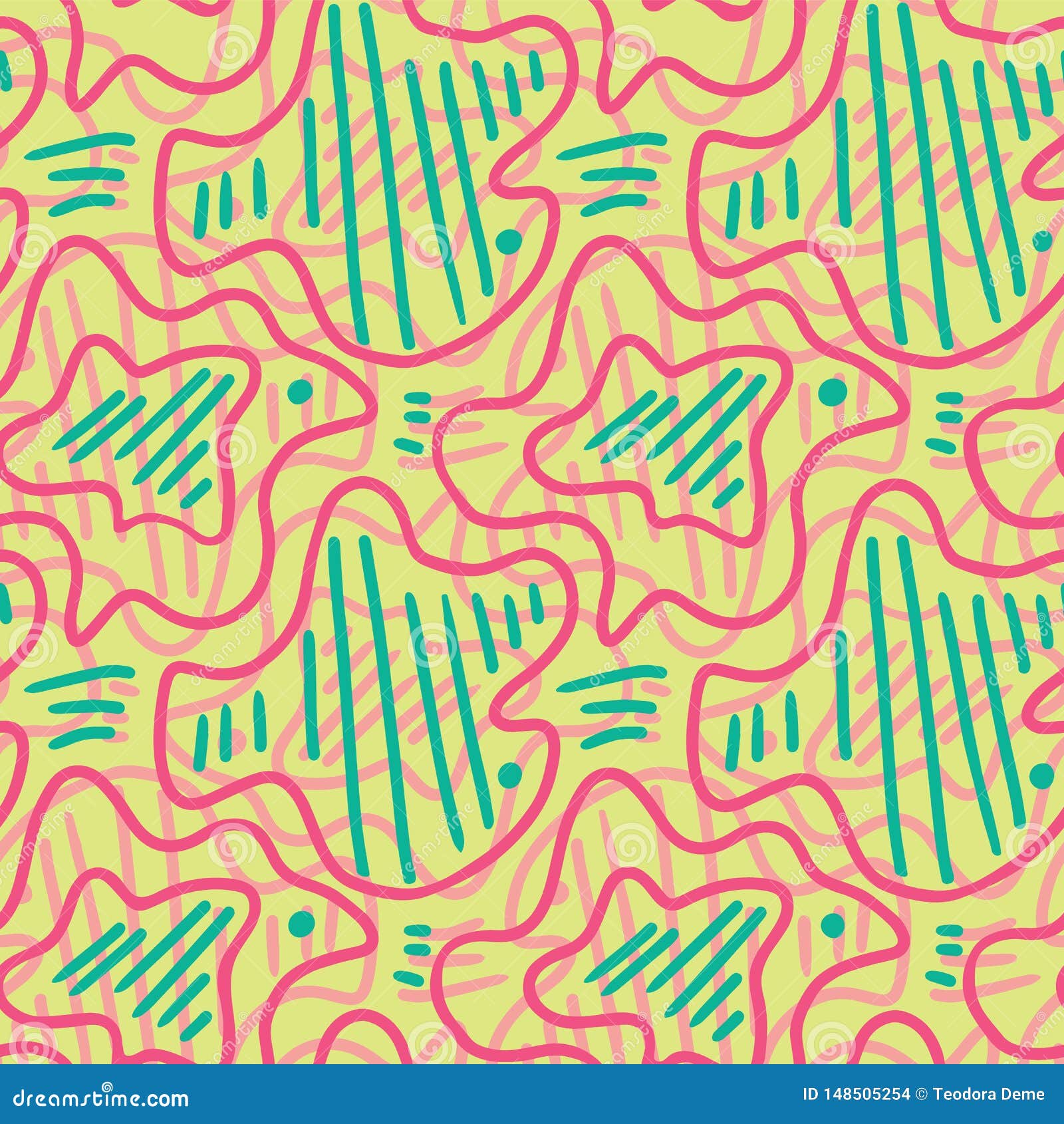 Vector Abstract Scribble Cloud Shapes Seamless Pattern Stock Vector