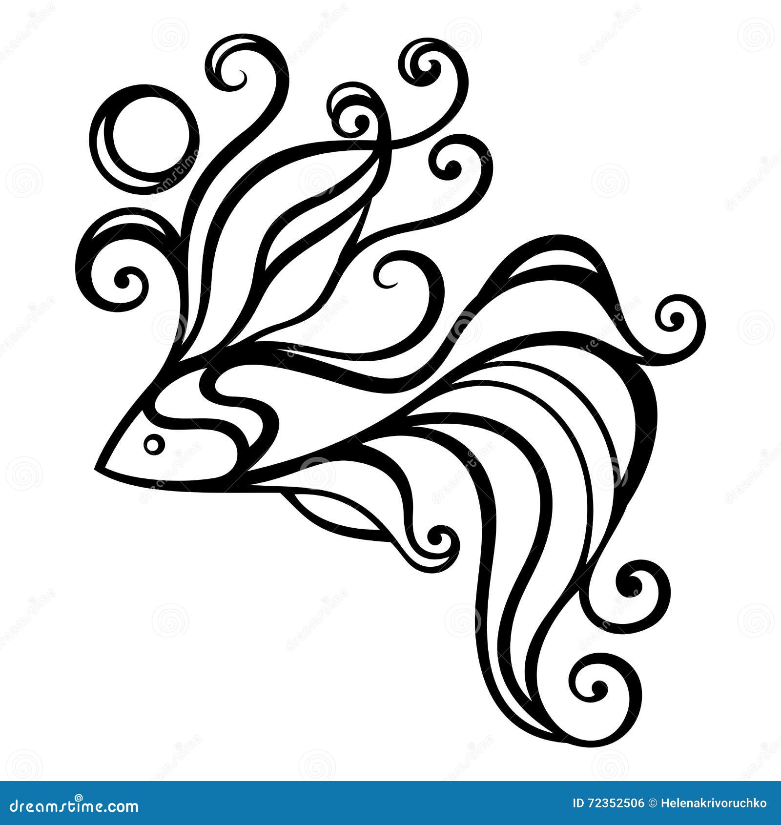 Vector Abstract Sea Fish. Abstract Object on White Background Stock ...