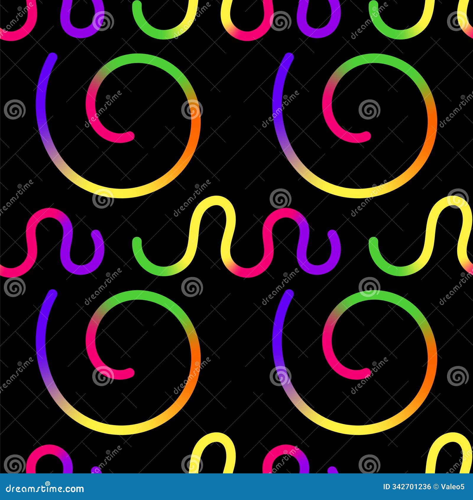 Vector Abstract Seamless Colored Gradient Shapes Set. Squiggly Design ...