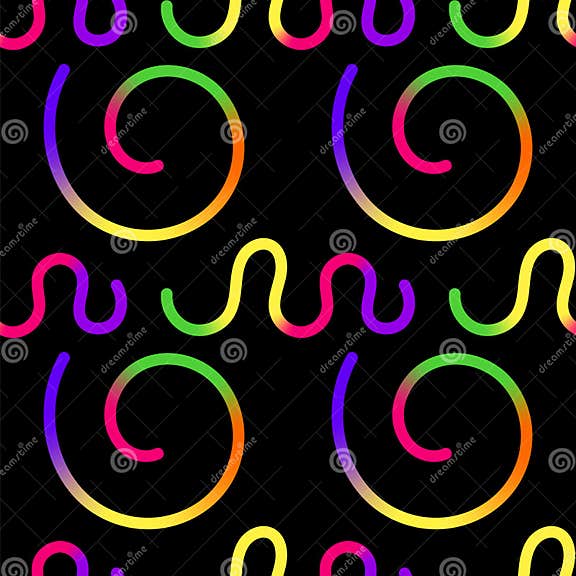 Vector Abstract Seamless Colored Gradient Shapes Set. Squiggly Design ...