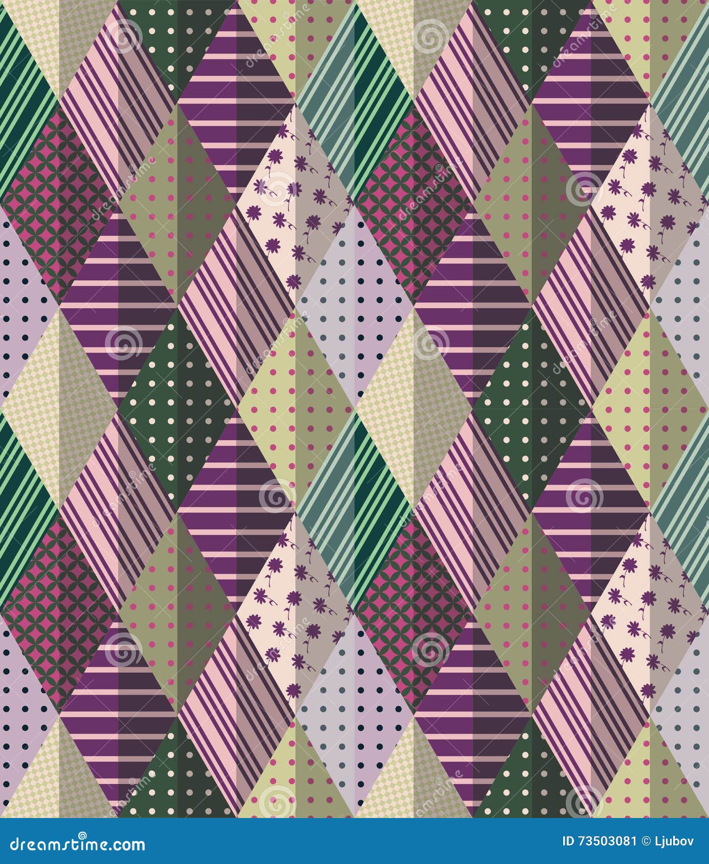 Vector Abstract Seamless Patchwork Pattern. Stock Vector - Illustration of background, pattern ...