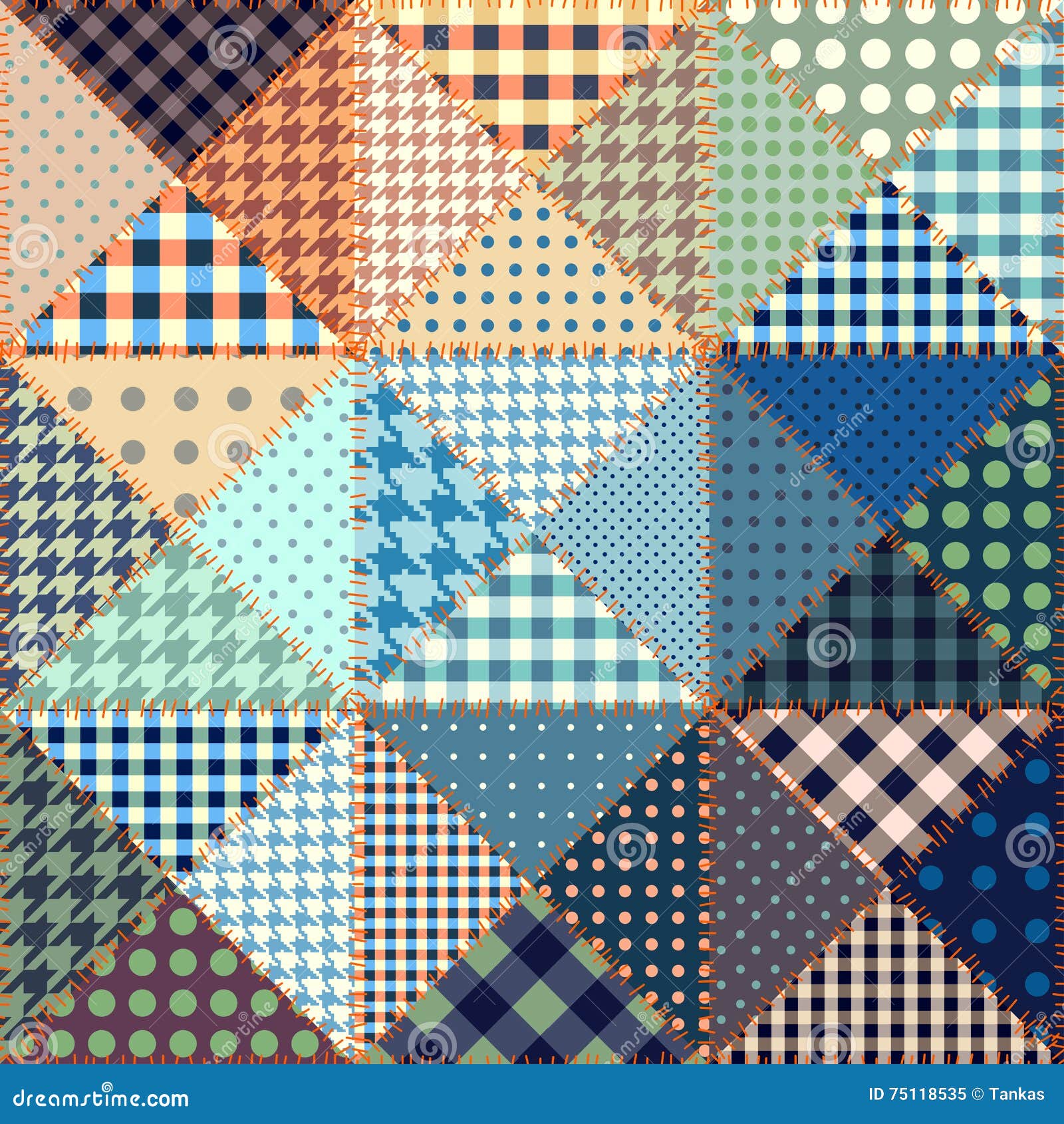 Vector Abstract Seamless Patchwork Pattern from Riangles Stock Vector - Illustration of seamless ...