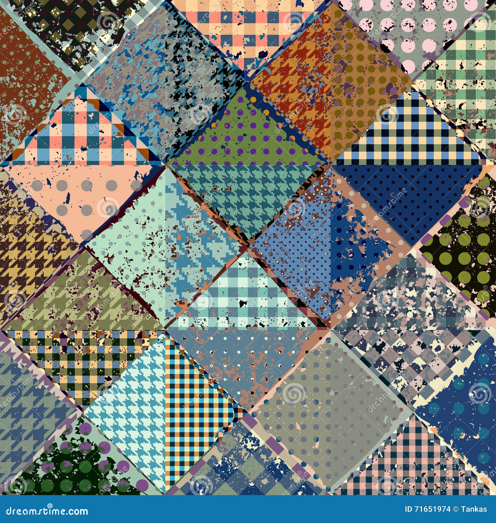 Vector Abstract Seamless Patchwork Pattern from Riangles Stock Vector - Illustration of textile ...