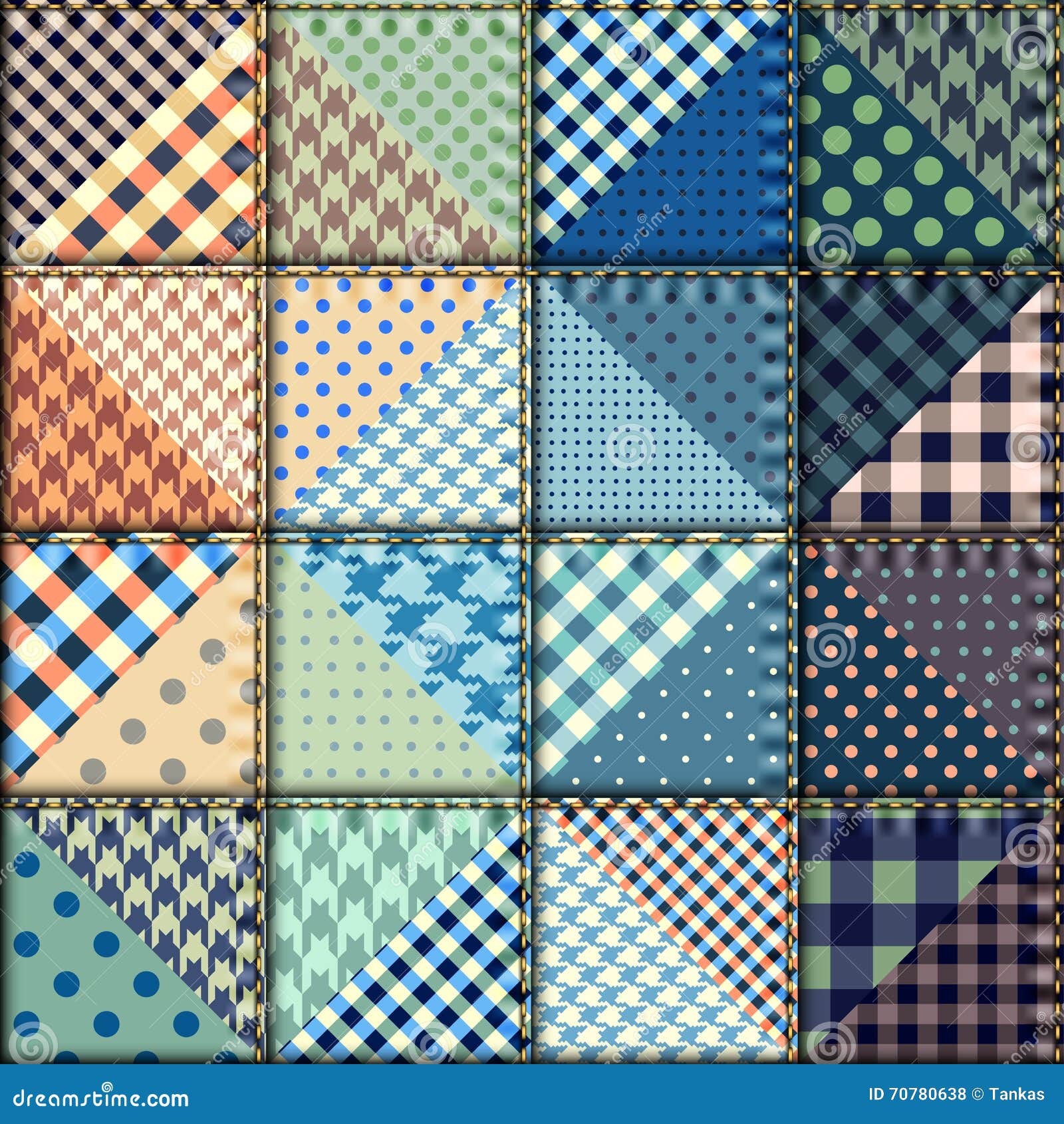 Vector Abstract Seamless Patchwork Pattern from Triangles Stock Vector - Illustration of fabric ...