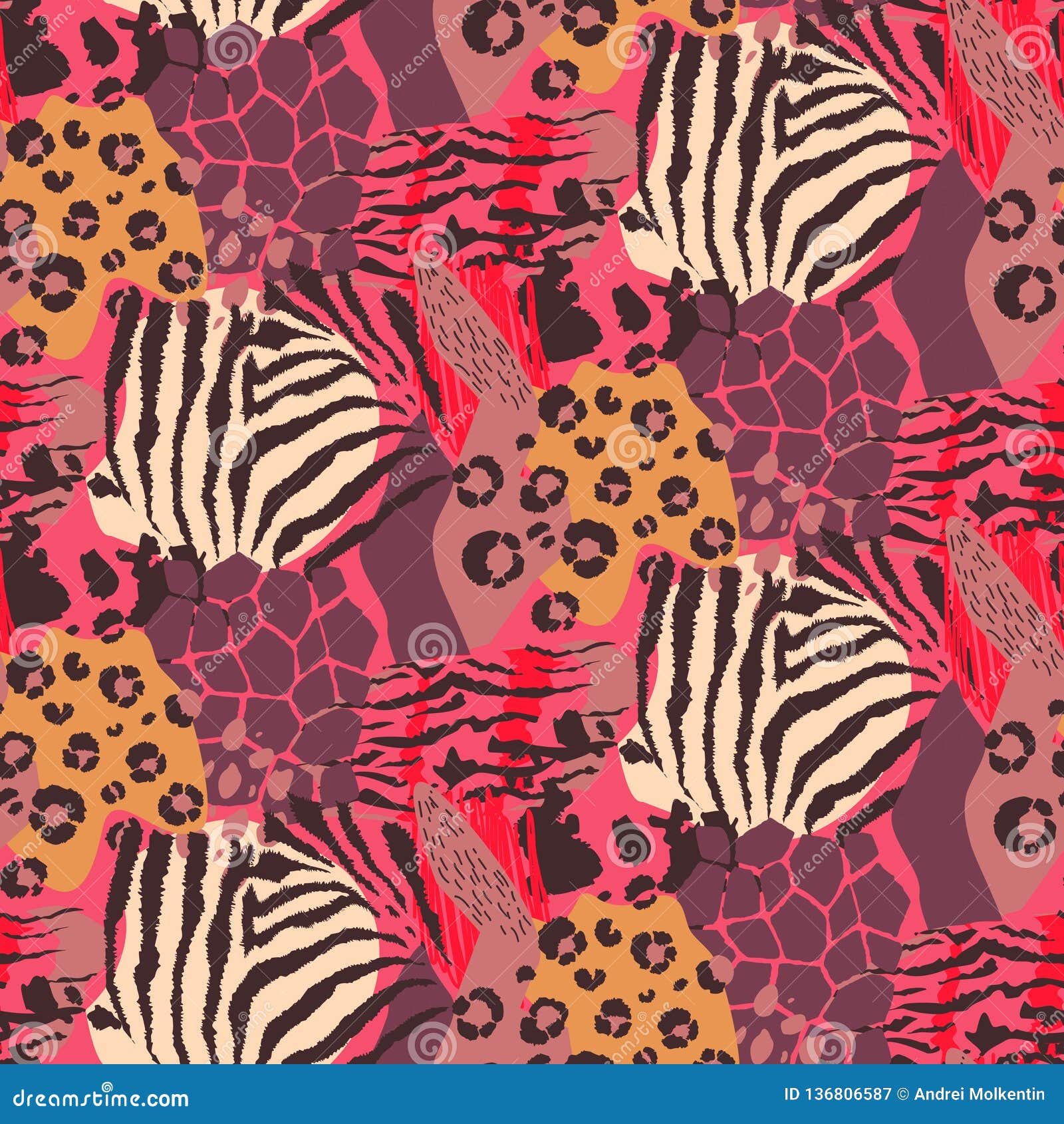 Vector Abstract Seamless Pattern with Animal Skin Motifs. Stock Vector ...