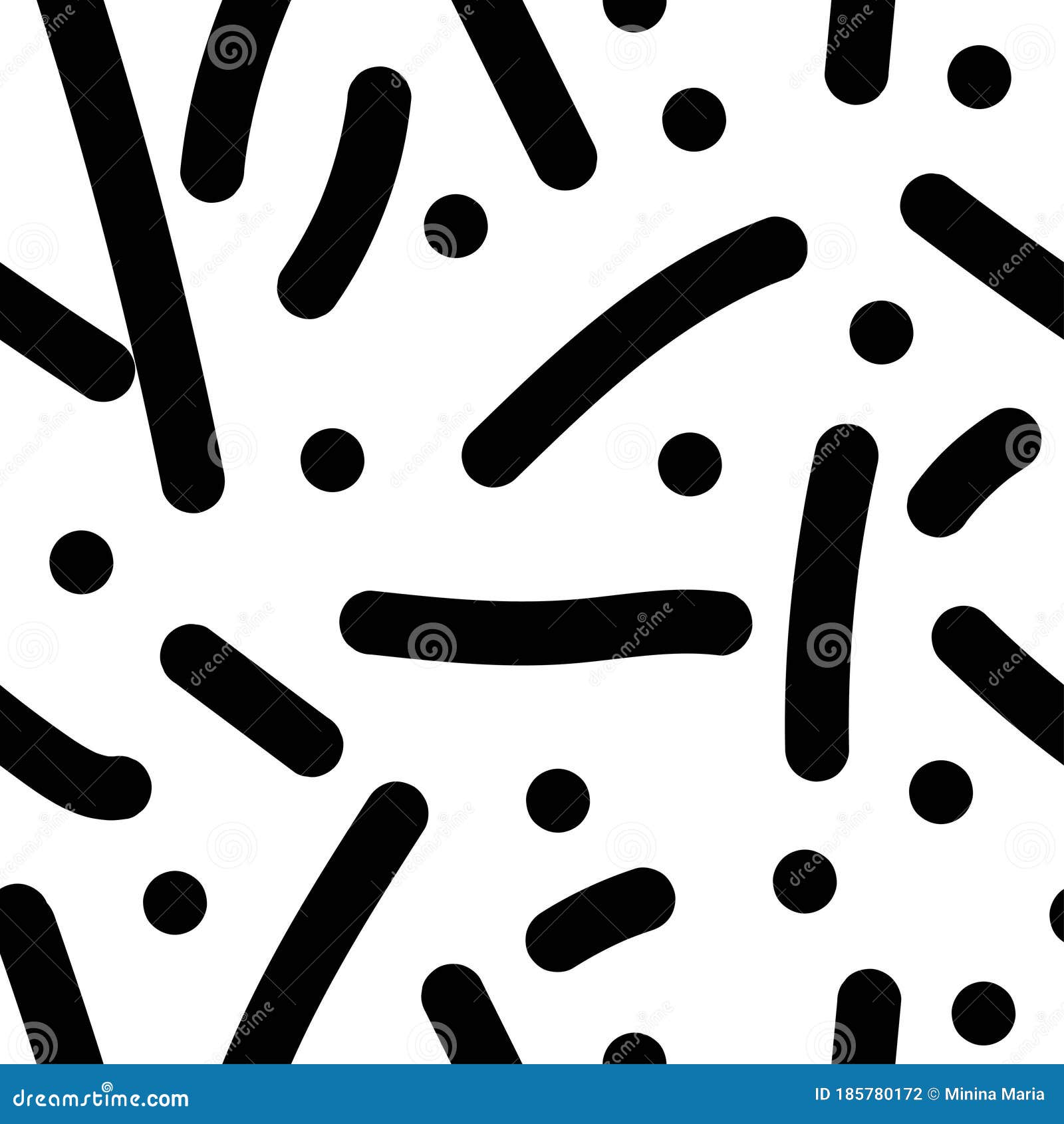 Vector Abstract Seamless Pattern. Prints Black Lines and Hand Drawn ...