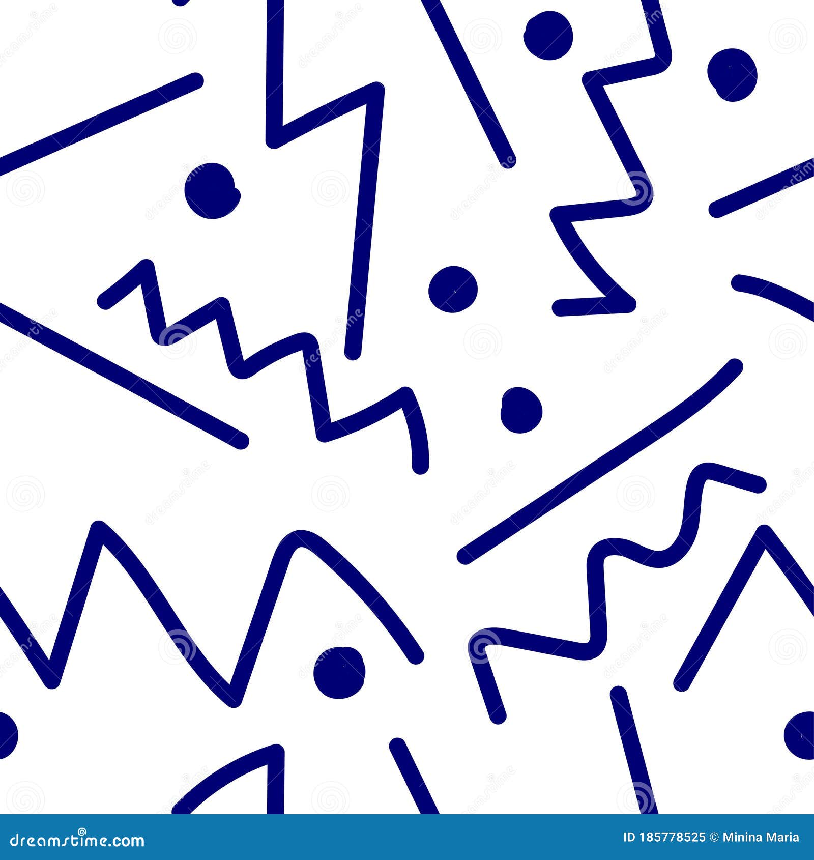 Vector Abstract Seamless Pattern. Prints Phantom Blue Lines and Hand ...