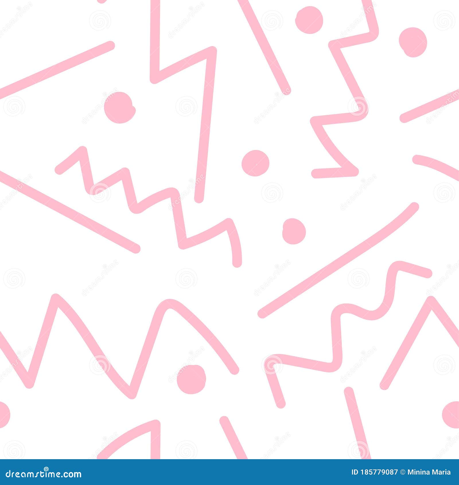 Vector Abstract Seamless Pattern. Prints Pink Lines and Hand Drawn ...