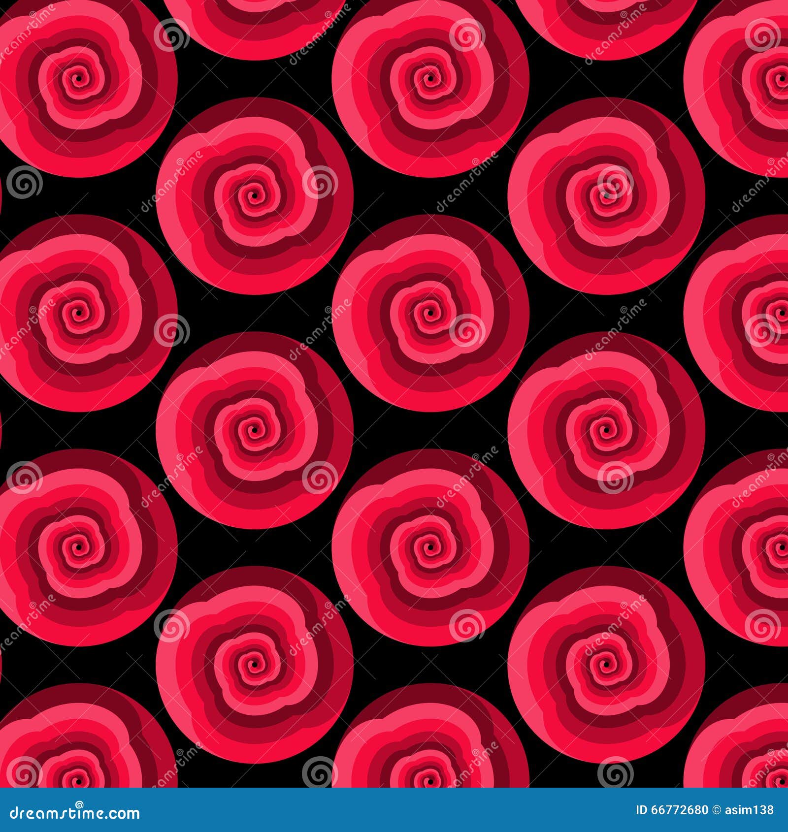 Vector Abstract Seamless Pattern with Rotating Shapes in Shades of Red ...