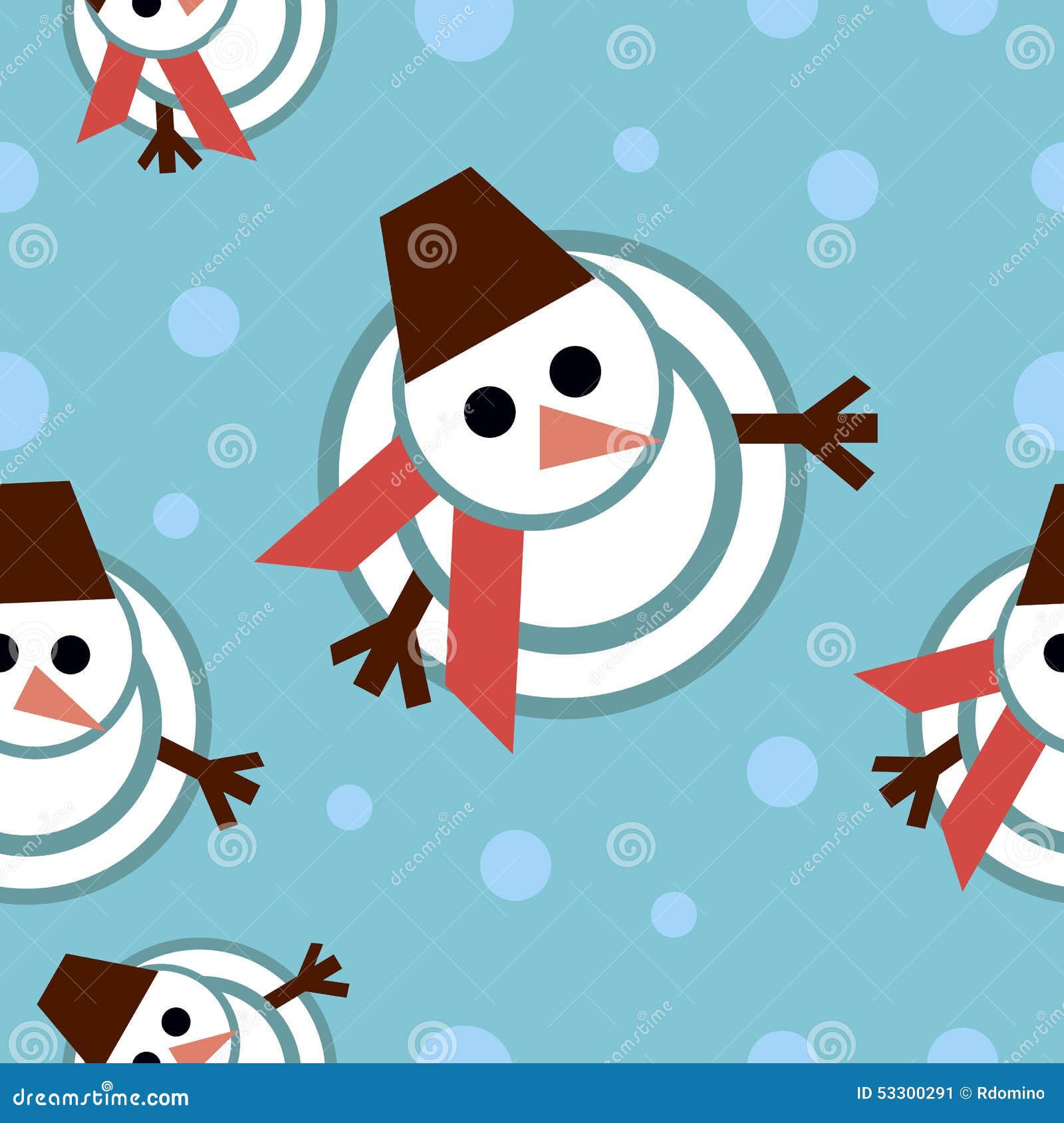 Vector Abstract Seamless Pattern of Snowman Stock Vector - Illustration ...