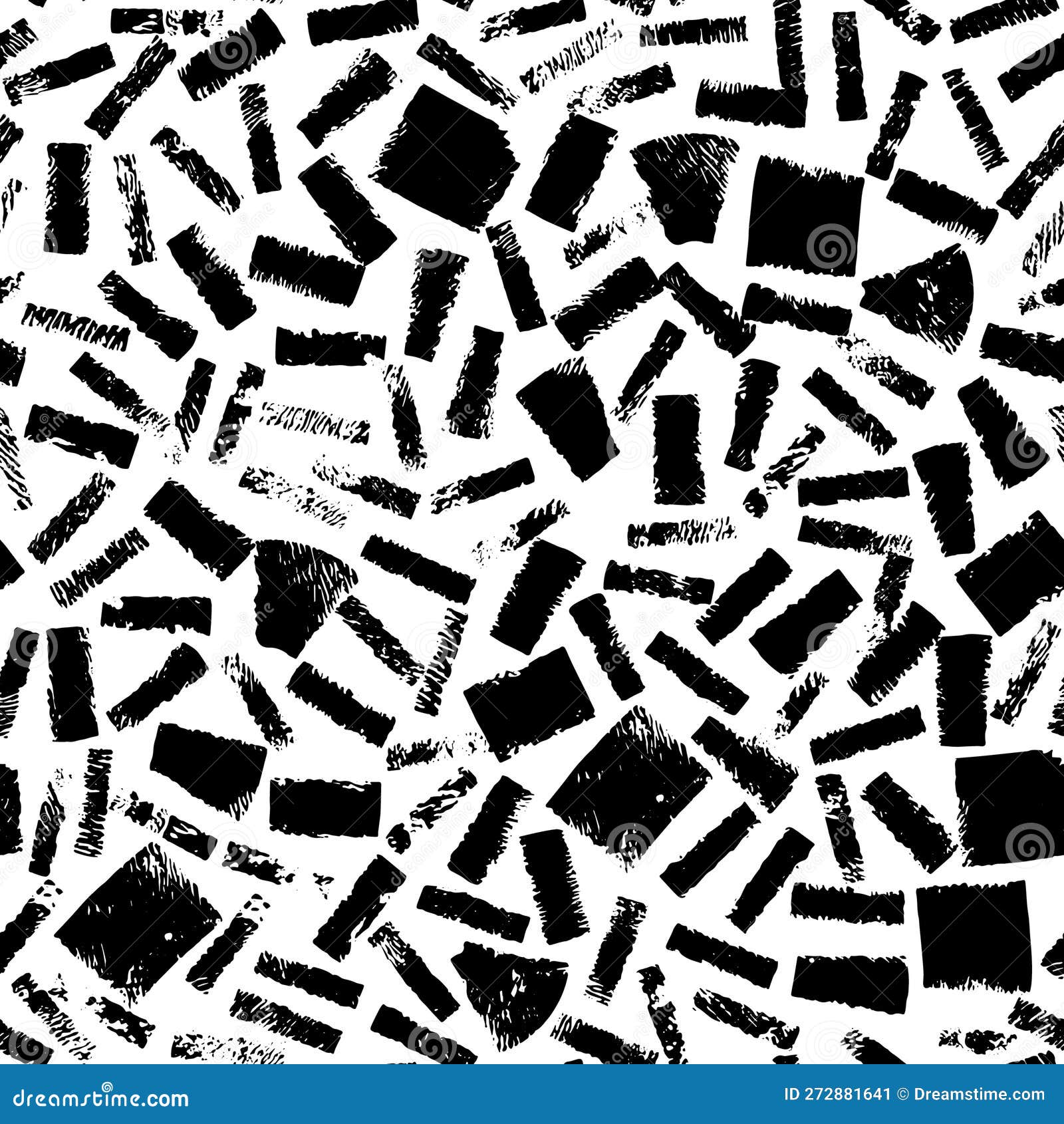 Vector Abstract Seamless Pattern with Textured Hand Drawn Strokes. Ink ...