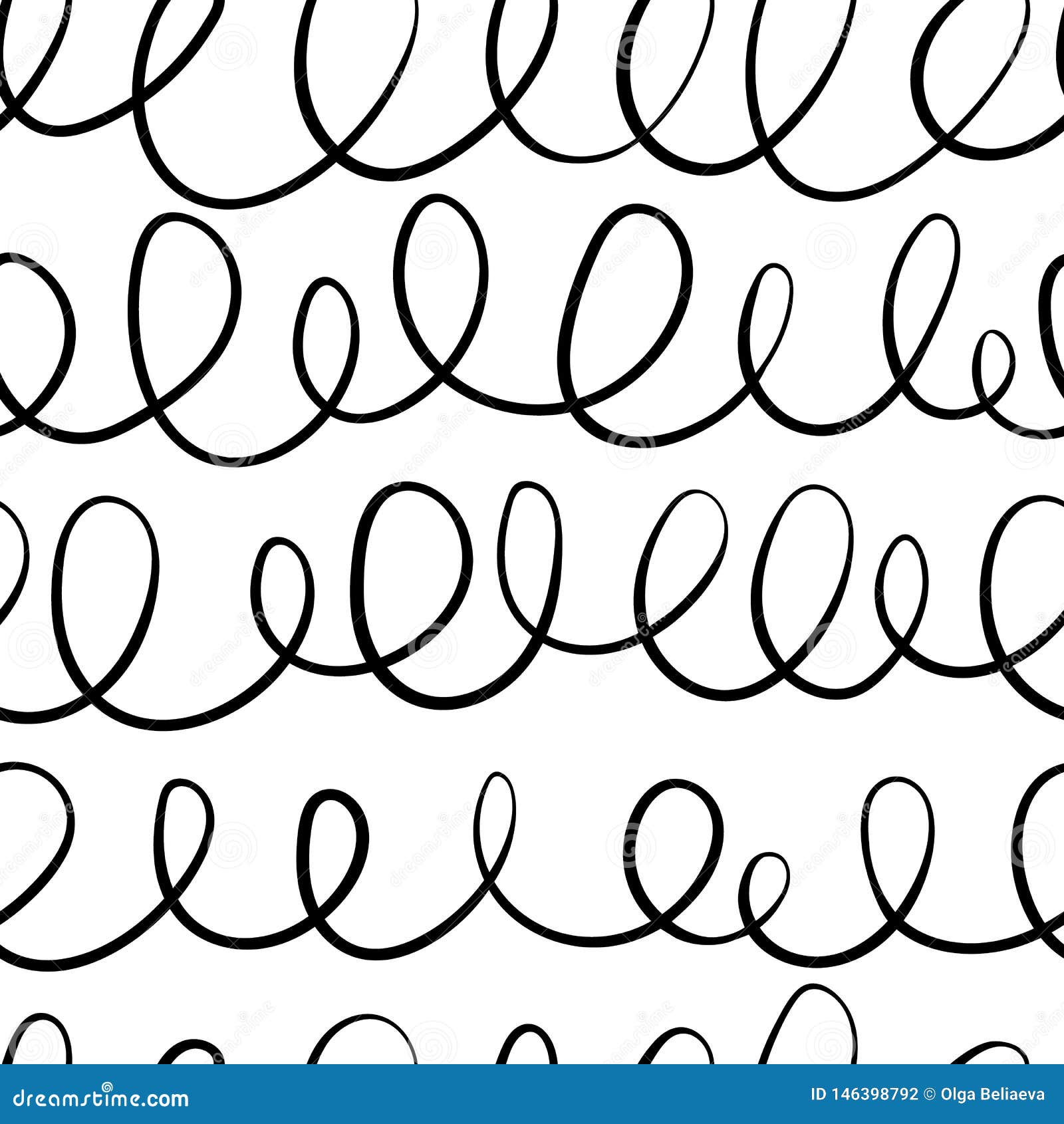 Vector Abstract Seamless Scribble Pattern, Wave Background Stock Vector ...