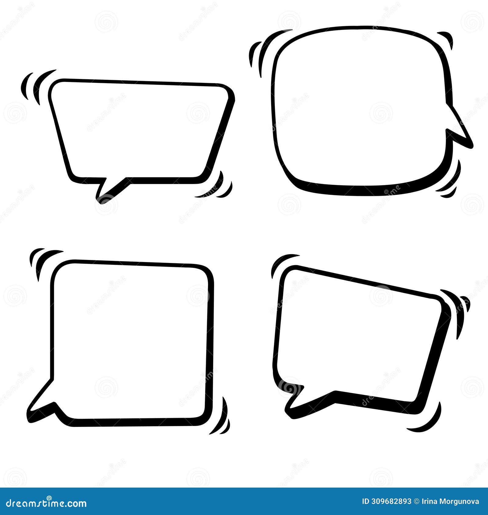 Vector Set of Speech Bubbles for Words. Hand Drawn Doodle. Isolated ...
