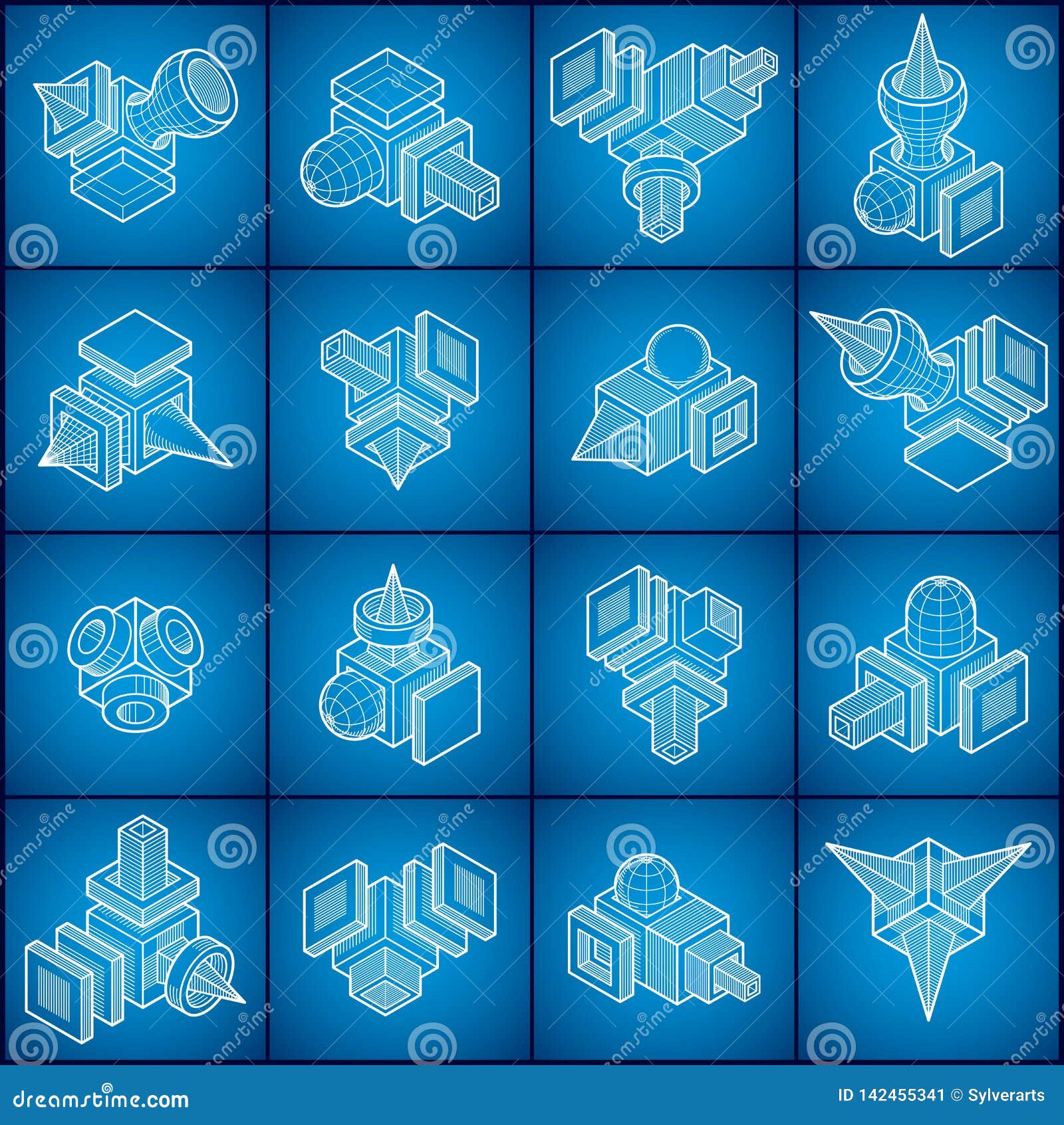 Vector Abstract Shapes Collection Stock Vector - Illustration of lined ...