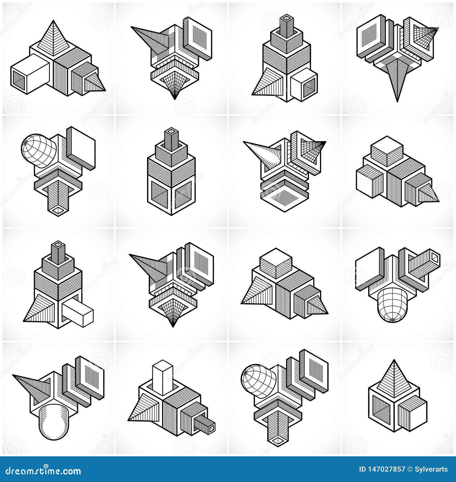 Vector Abstract Shapes Collection Stock Vector - Illustration of facet ...