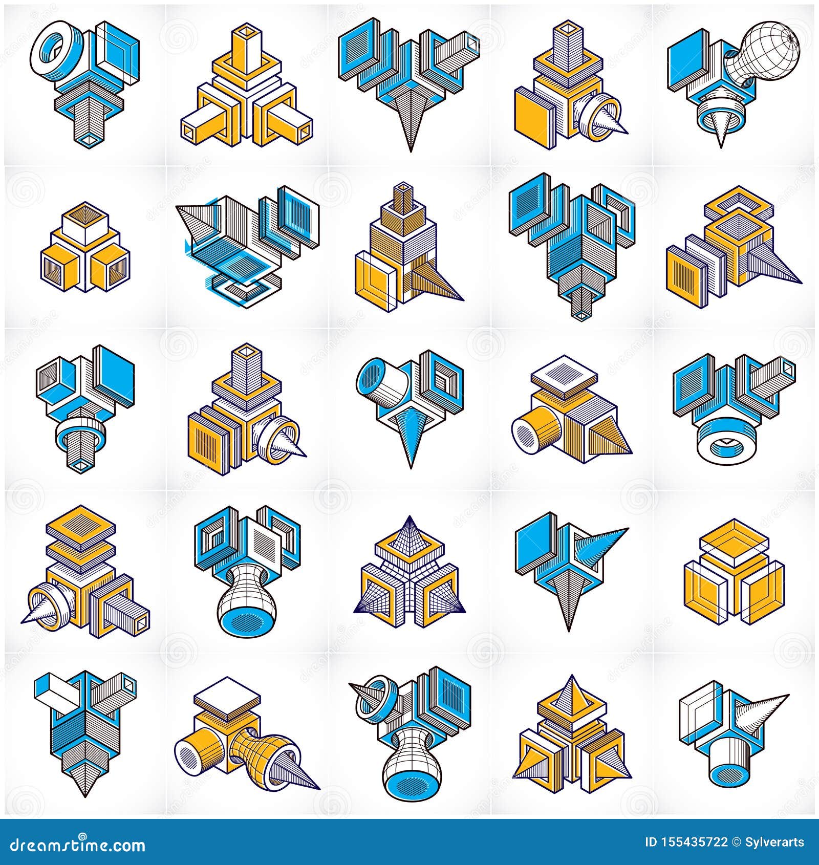 Vector Abstract Shapes Collection. Stock Vector - Illustration of lined ...