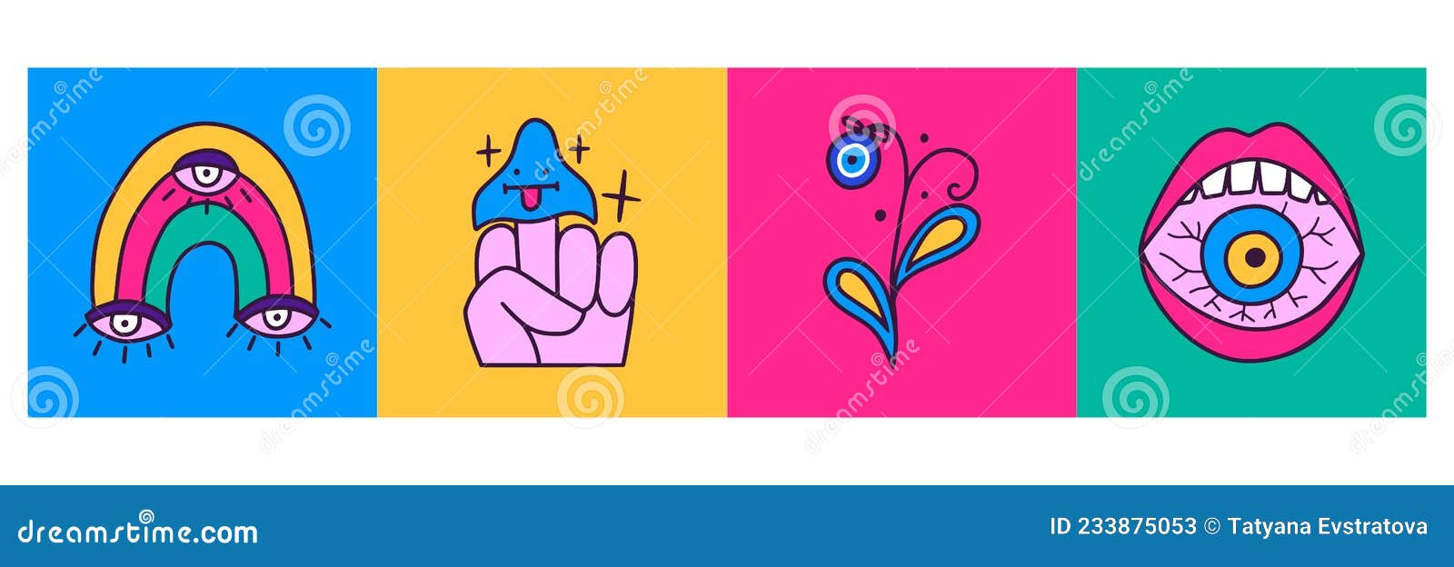 Vector Abstract Shapes. Psychedelic Concept. All Elements are Isolated ...