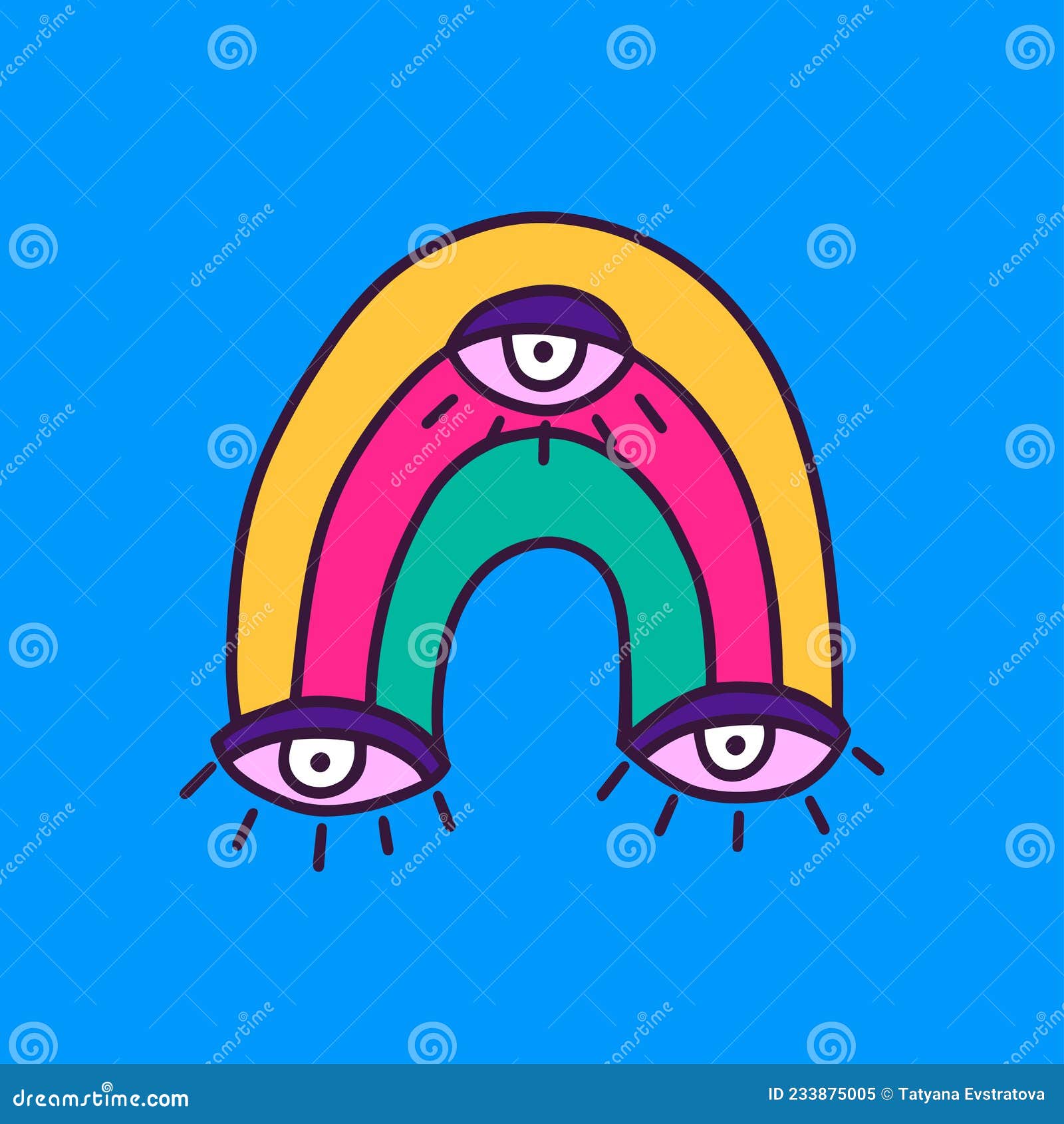Vector Abstract Shapes with Rainbow. Psychedelic Style. Stock Vector ...