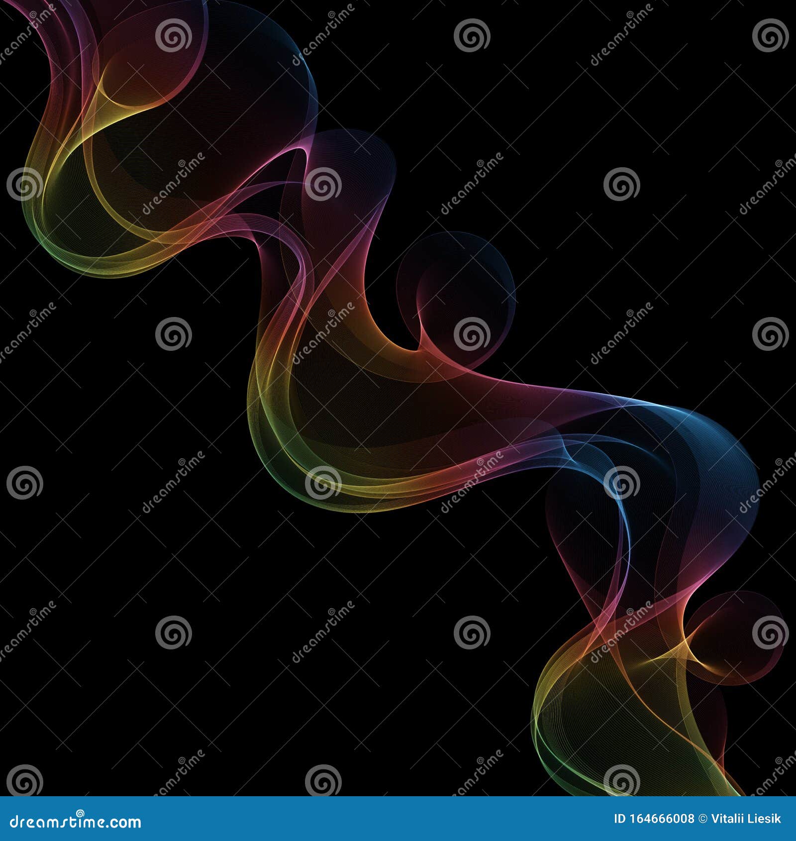 Vector Abstract Shine Waves in Black Background. Template Brochure ...
