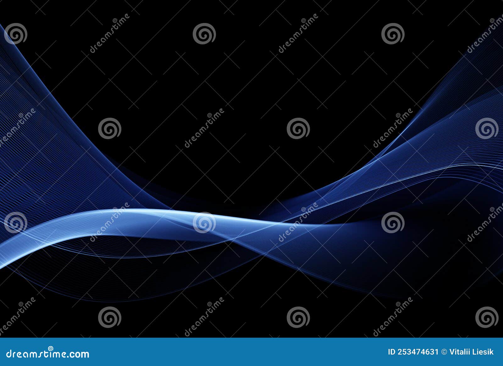 Vector Abstract Shiny Blue Wave Design Element on Dark Background ...