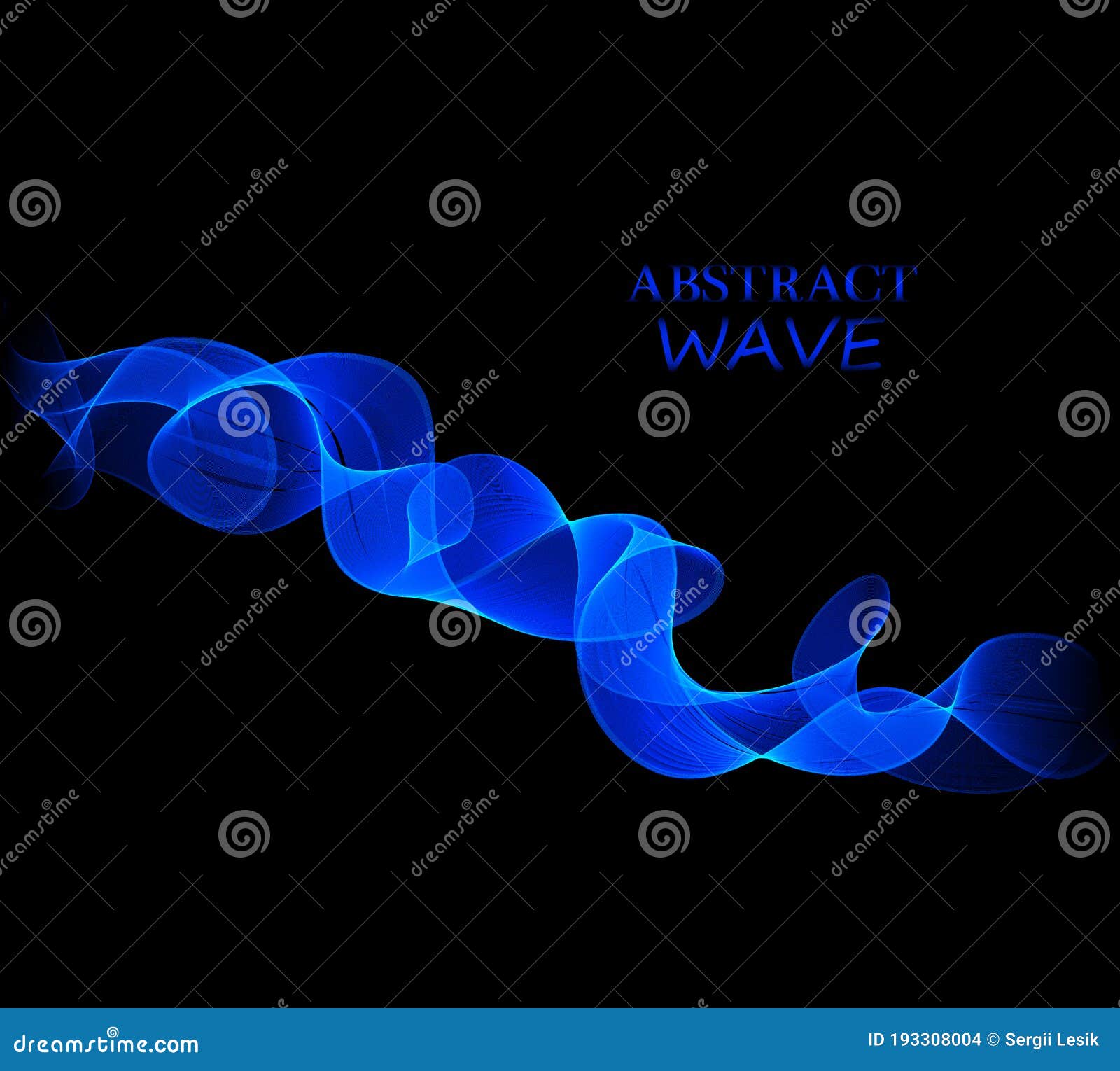 Vector Abstract Shiny Color Blue Wave Design Element on Dark Background ...