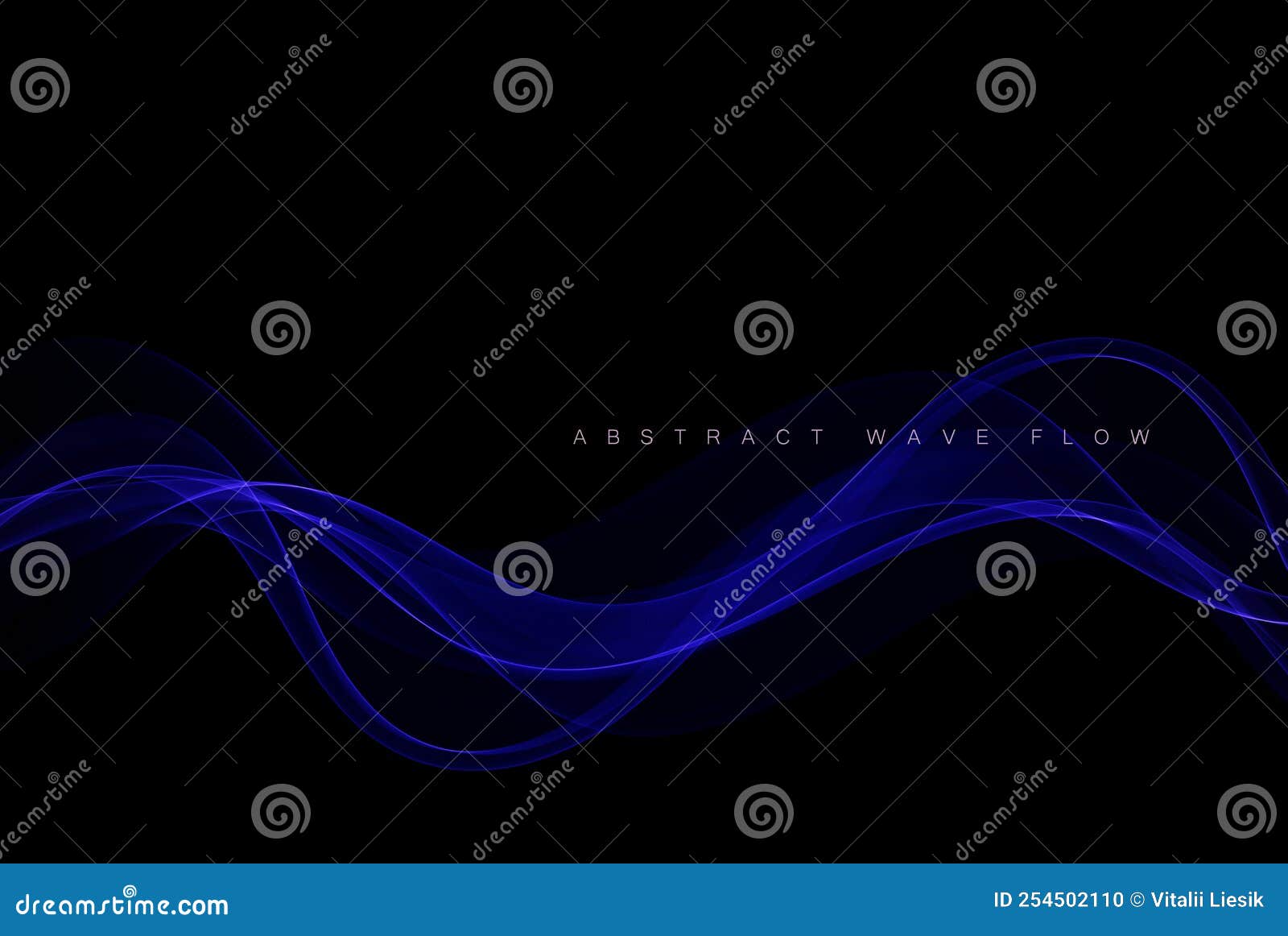 Vector Abstract Shiny Color Blue Wave Design Element on Dark Background ...