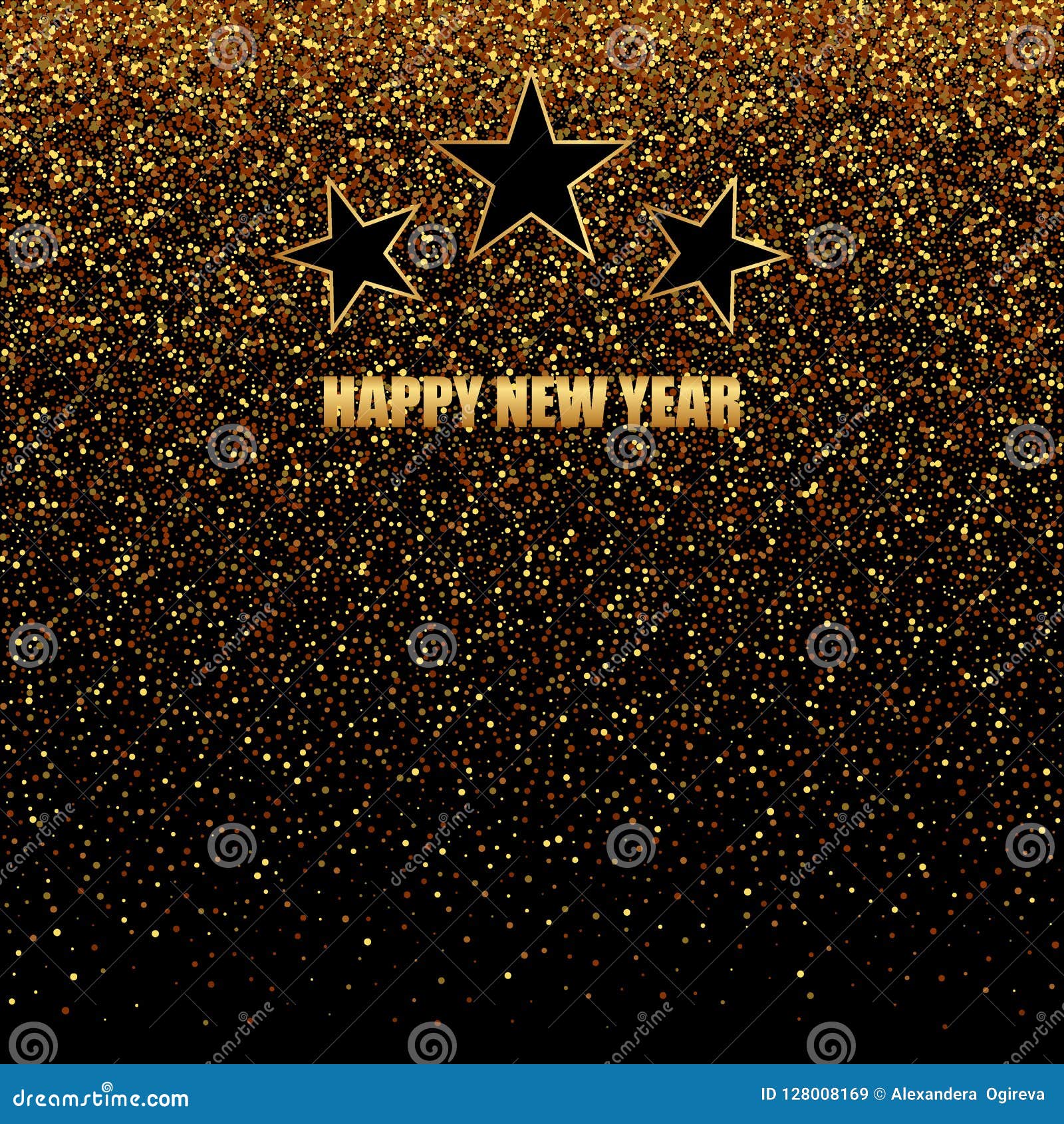 Vector Abstract Gold Wave Design Element with Glitter Effect on Dark ...