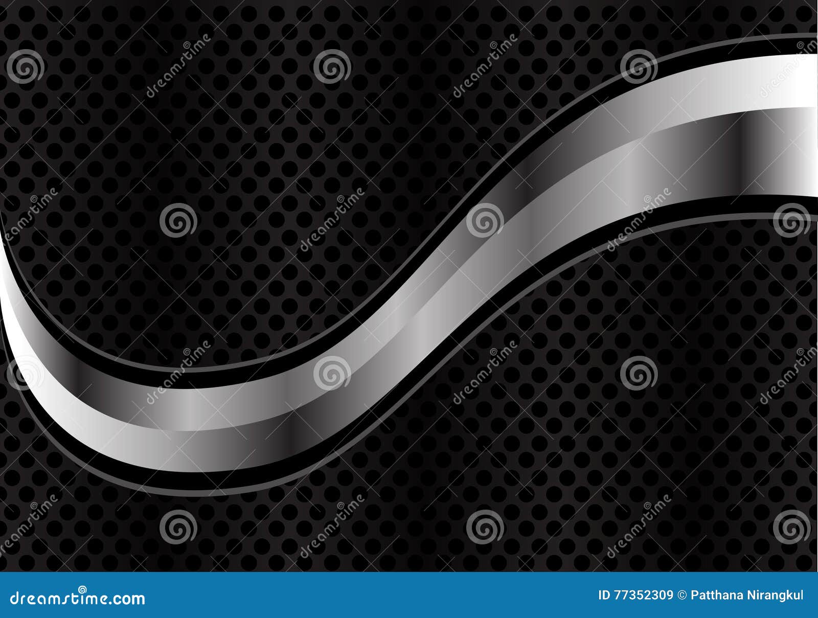 Vector Abstract Silver Curve on Black Circle Mesh. Stock Vector ...