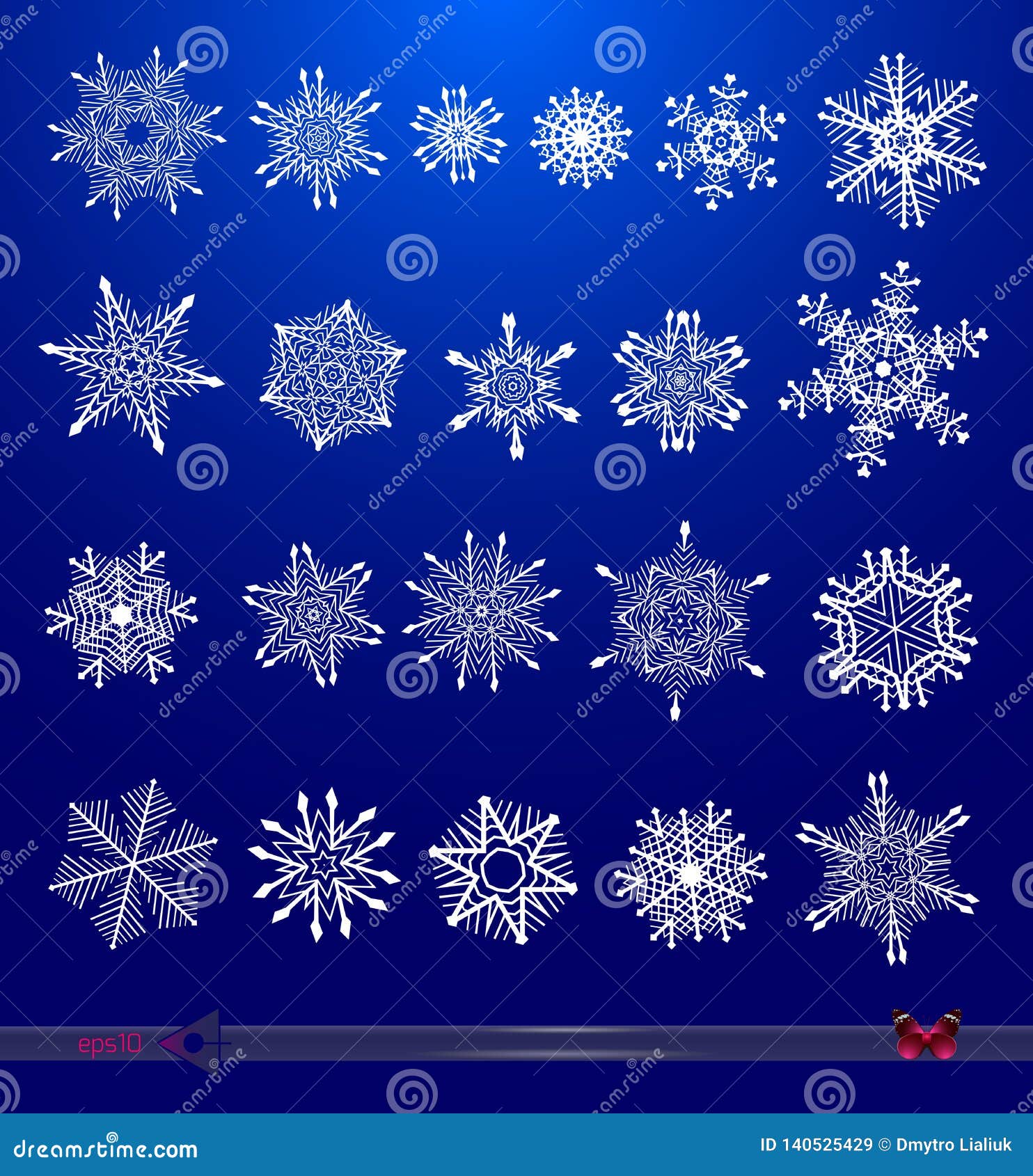 Vector Abstract Snowflakes Shapes Isolated. Stock Vector - Illustration ...