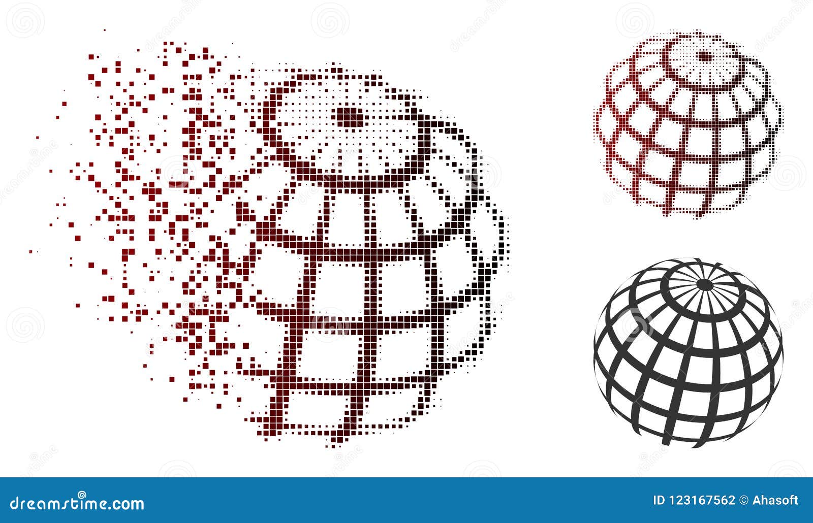 Destructed Pixel Halftone Abstract Sphere Grid Icon Stock Vector ...