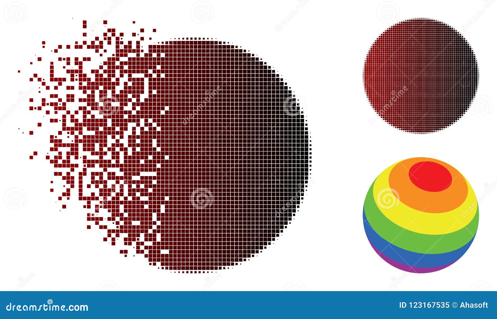 Dispersed Pixel Halftone Abstract Sphere Icon Stock Vector ...